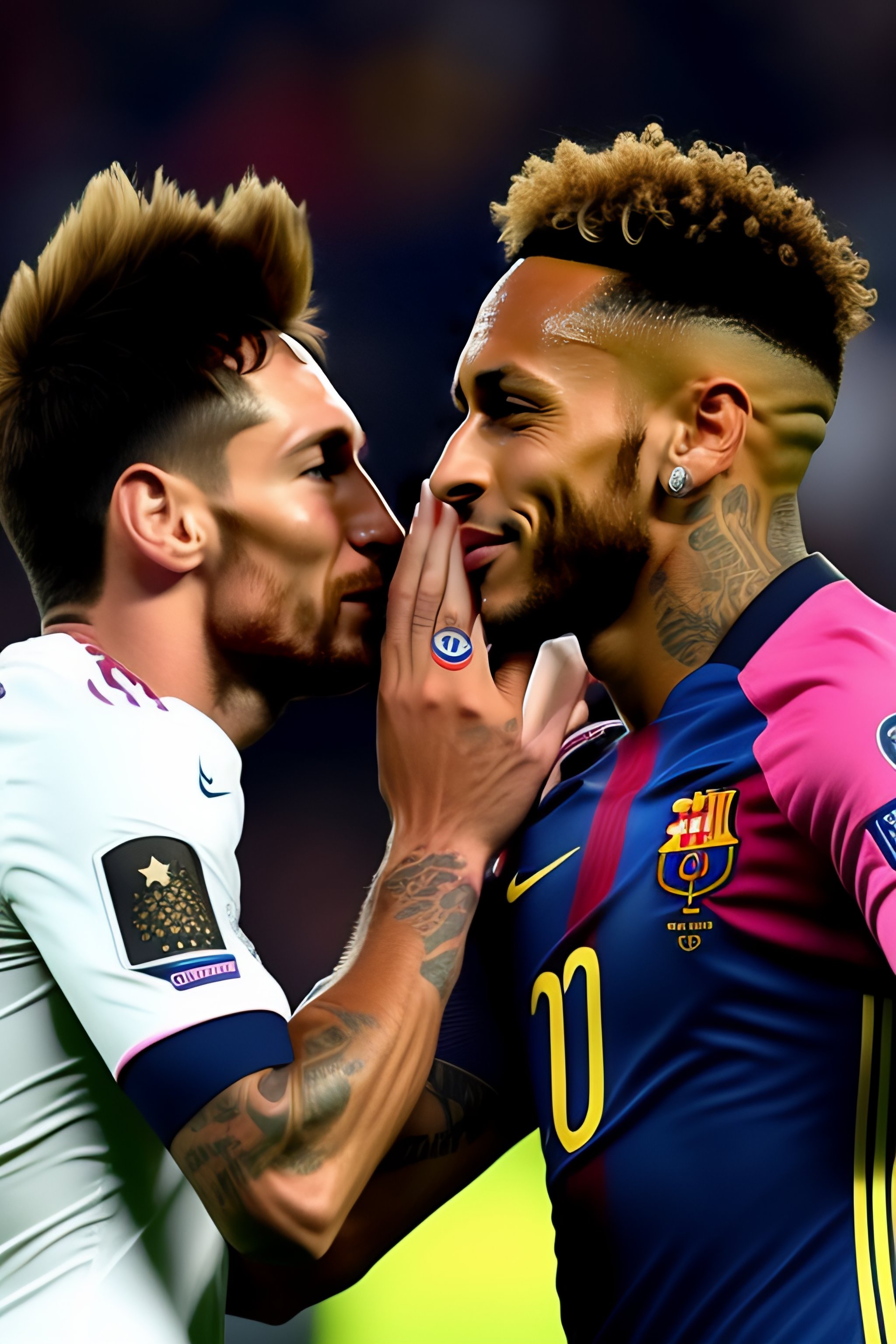 Lexica - Neymar and Messi stand on the Parc des Princes in Paris ...