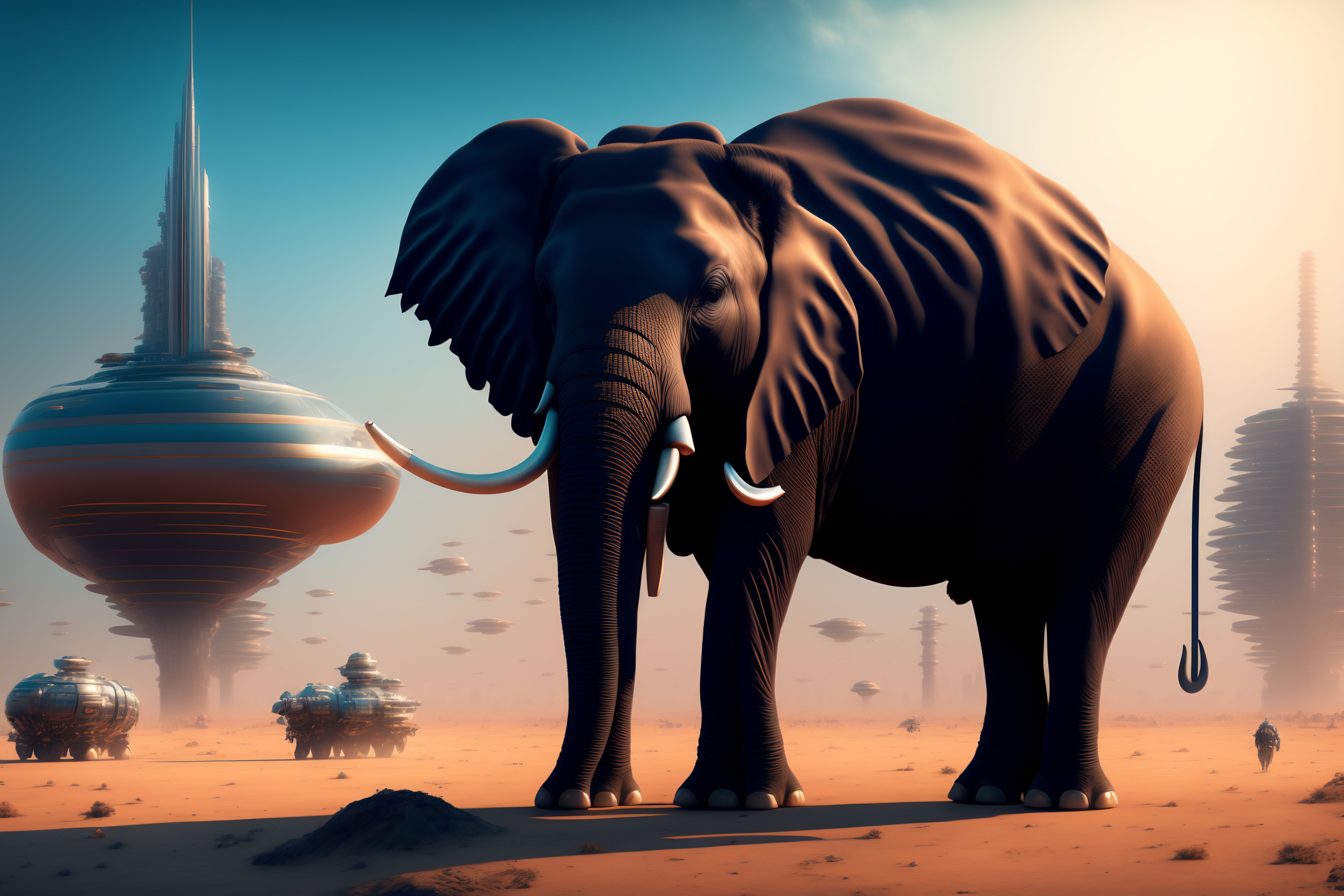 Lexica - Futuristic cyberpunk elephant, 8k