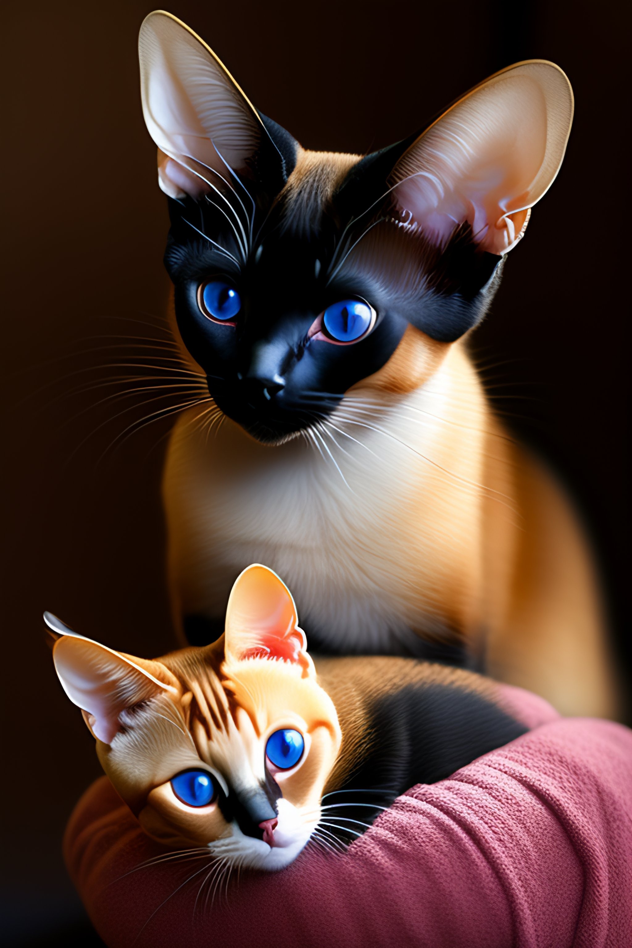 Lexica - Siamese cat hugs a mouse