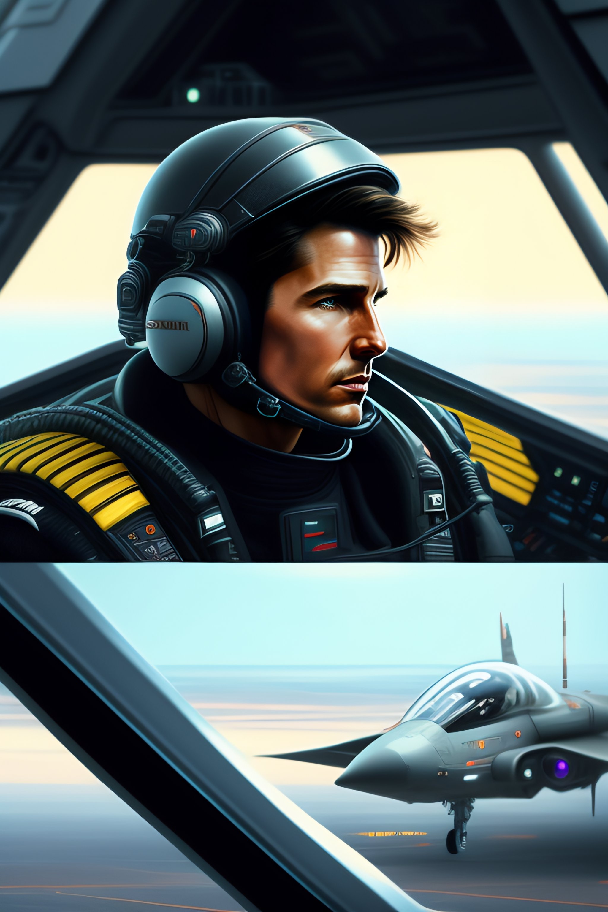 Lexica - Cyborg pilot, Tom Cruise , detailed minimalist interior ...