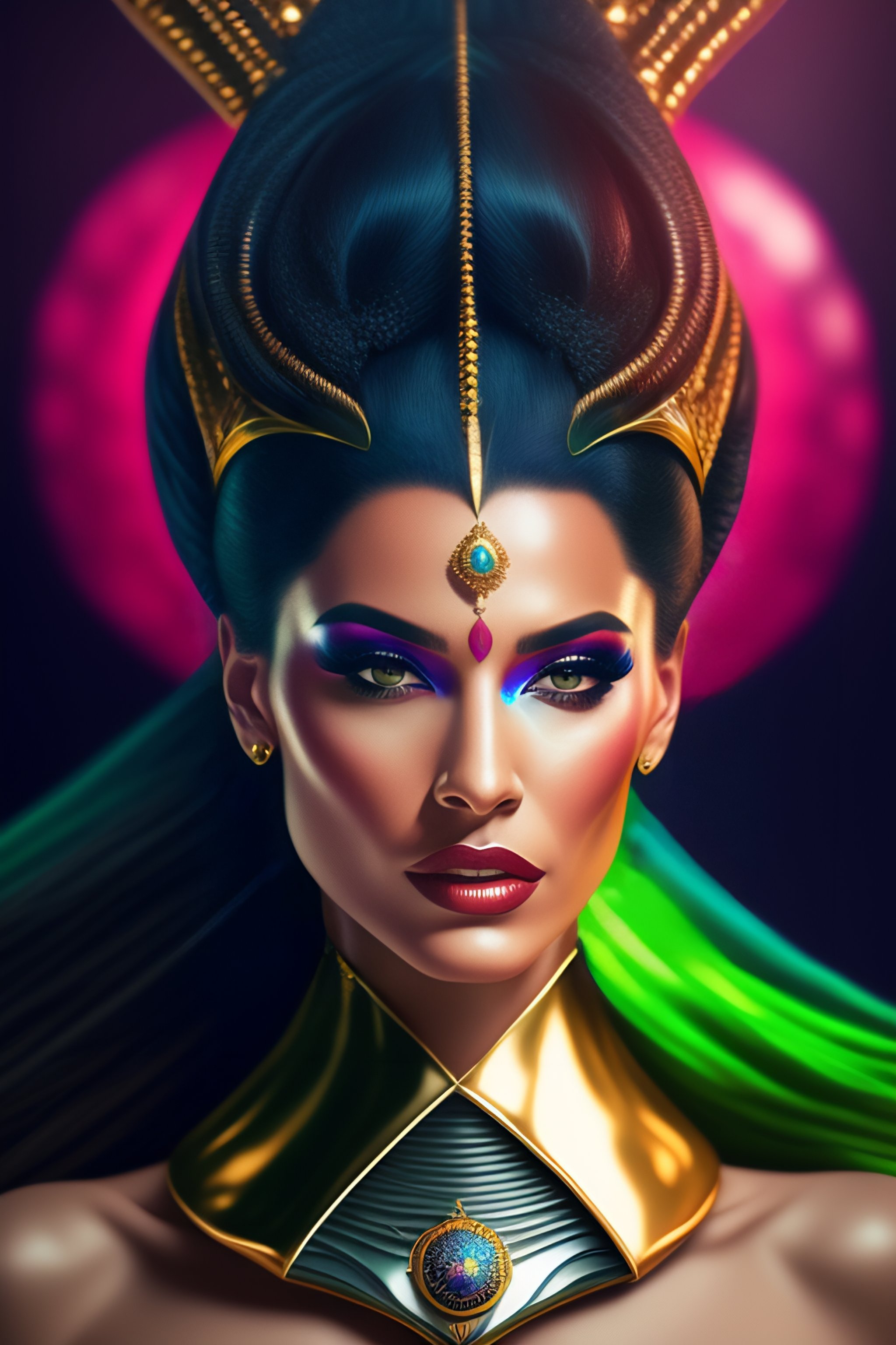 Lexica - Half alien half woman queen , portrair