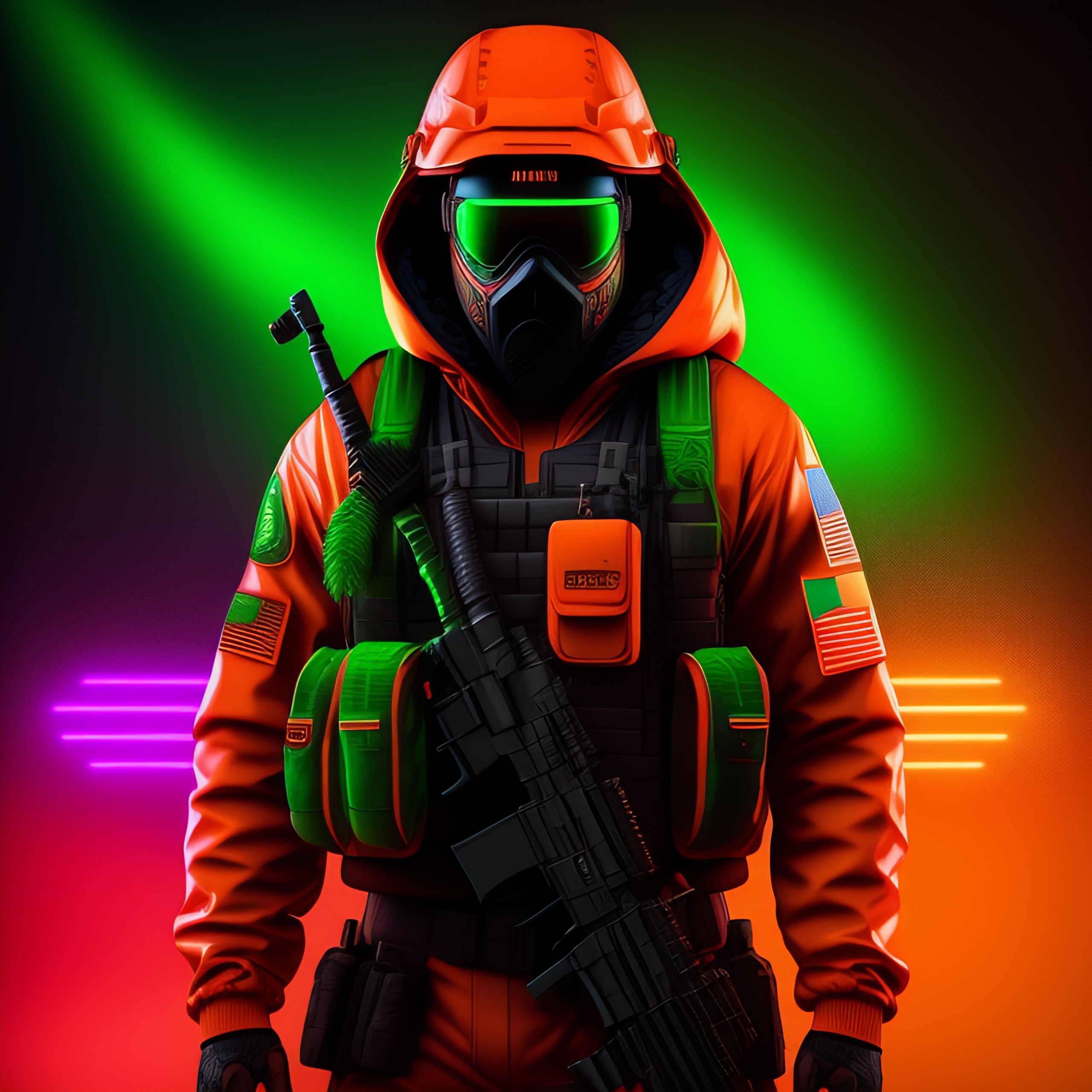 Lexica - CS-GO deluxe terrorist skin, hollographic orange and green ...
