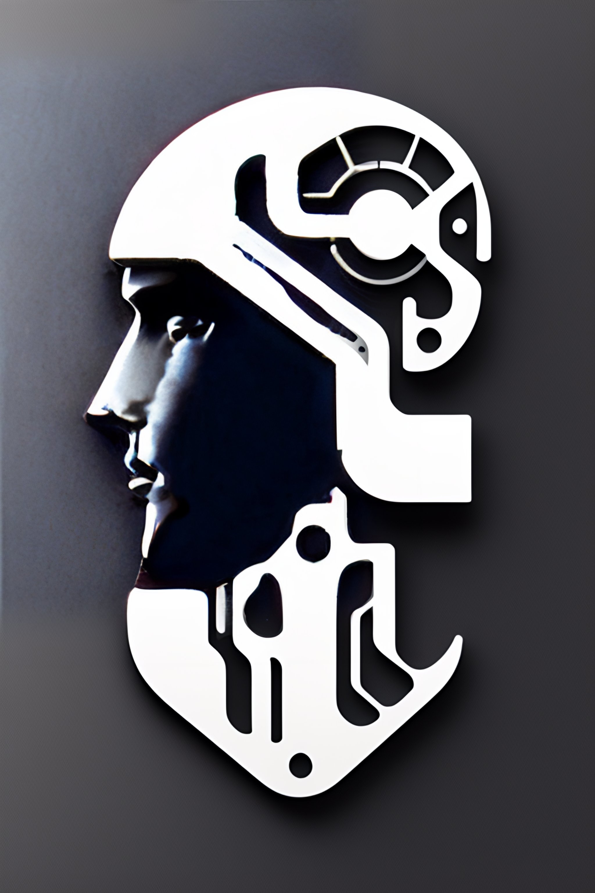 Lexica - Simple 2d, white and black logo icon of a AI robot head made ...