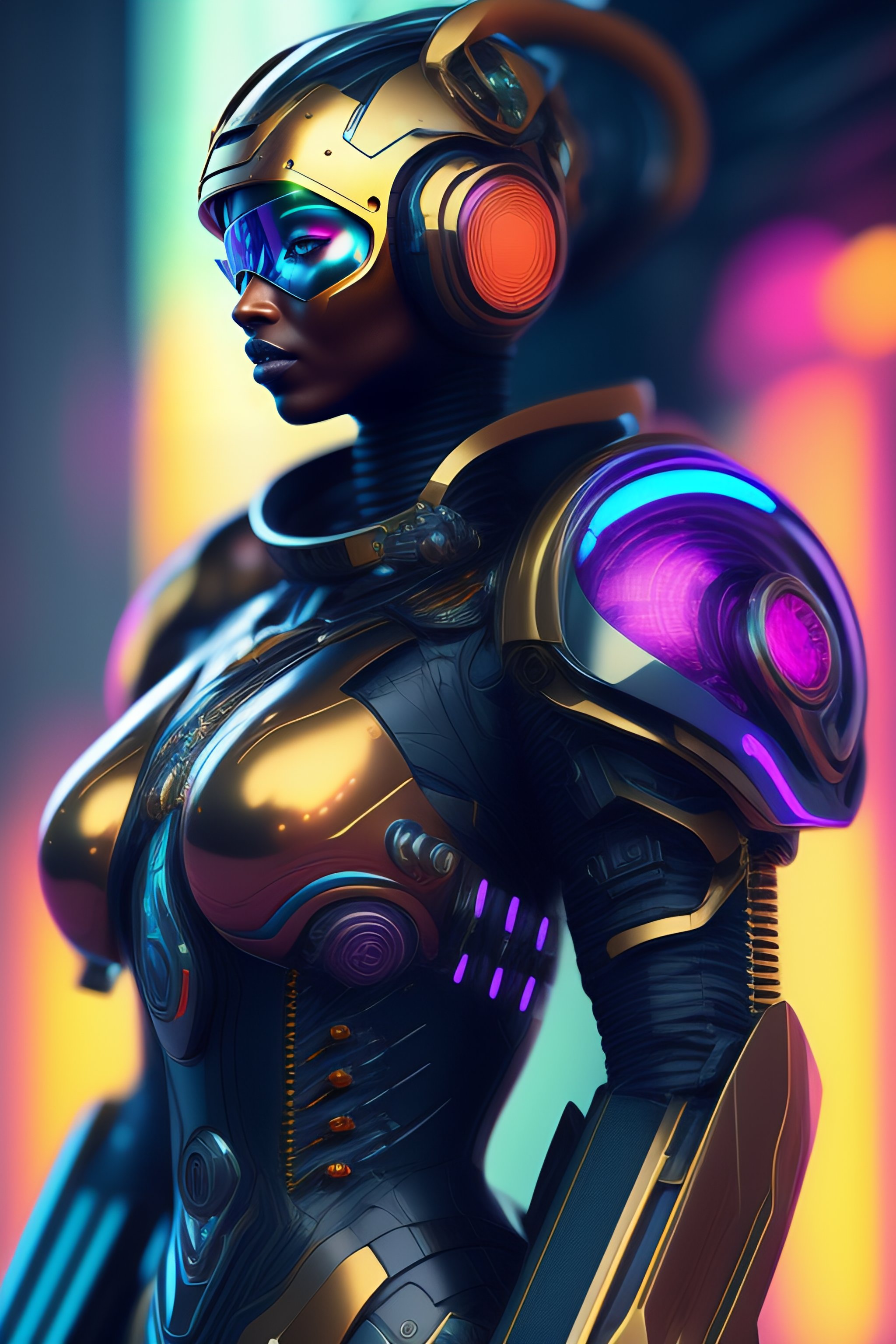 Lexica - A cyborg full of fantastic colorful details, robotic parts ...