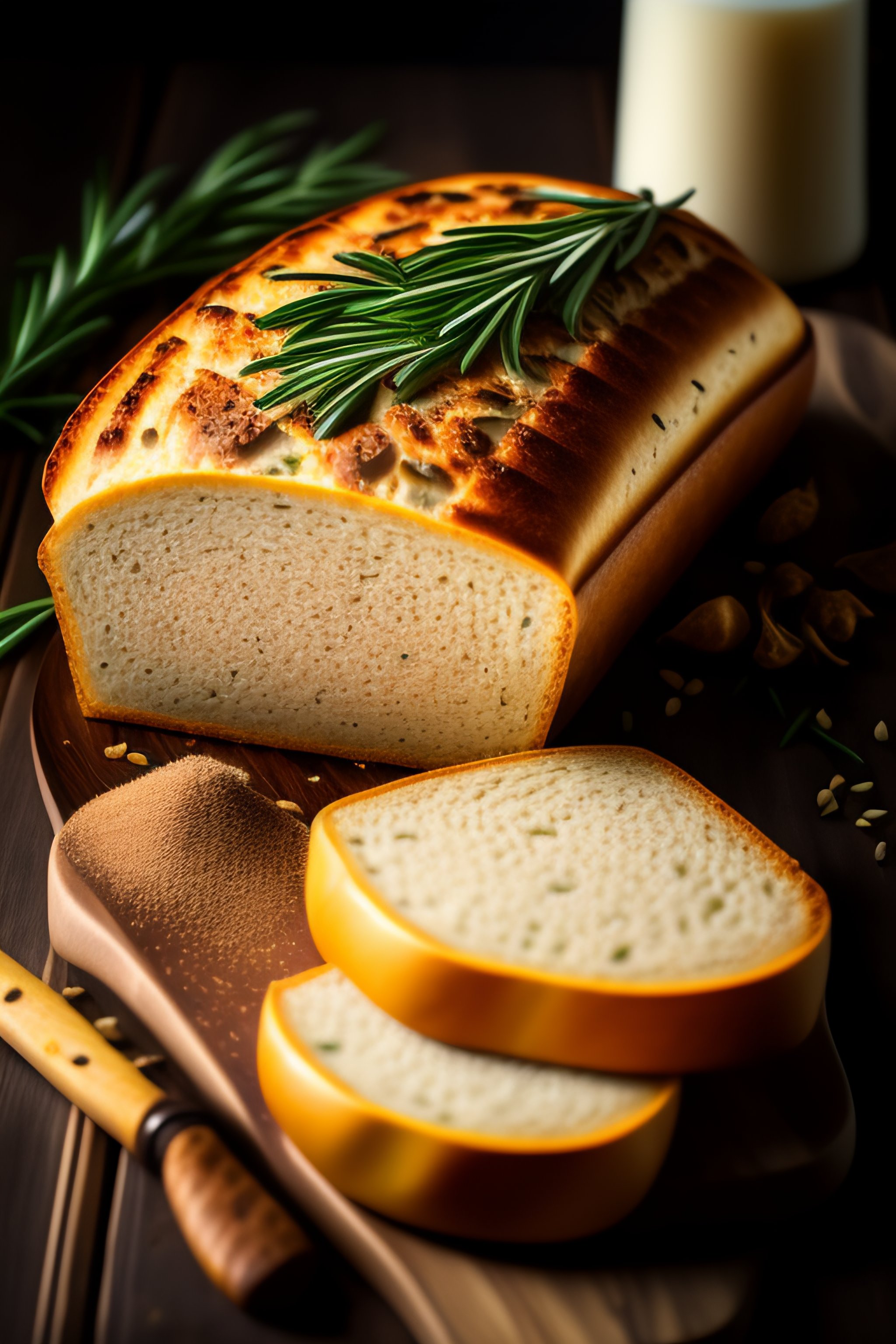 Lexica - Amazing photo, artesan bread loaf with rosemary and dried ...