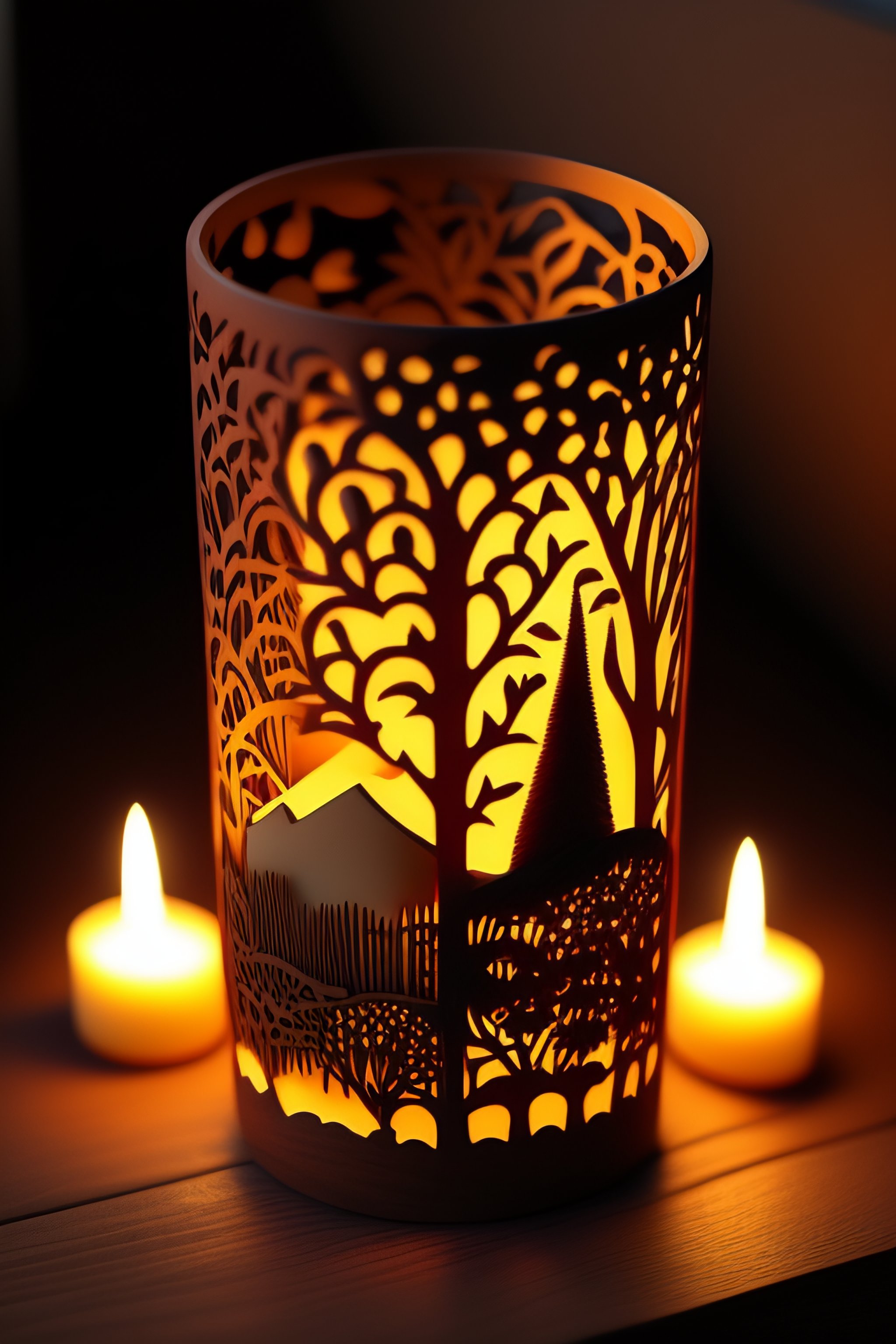 Lexica - 2d laser cut, landscape candle holder