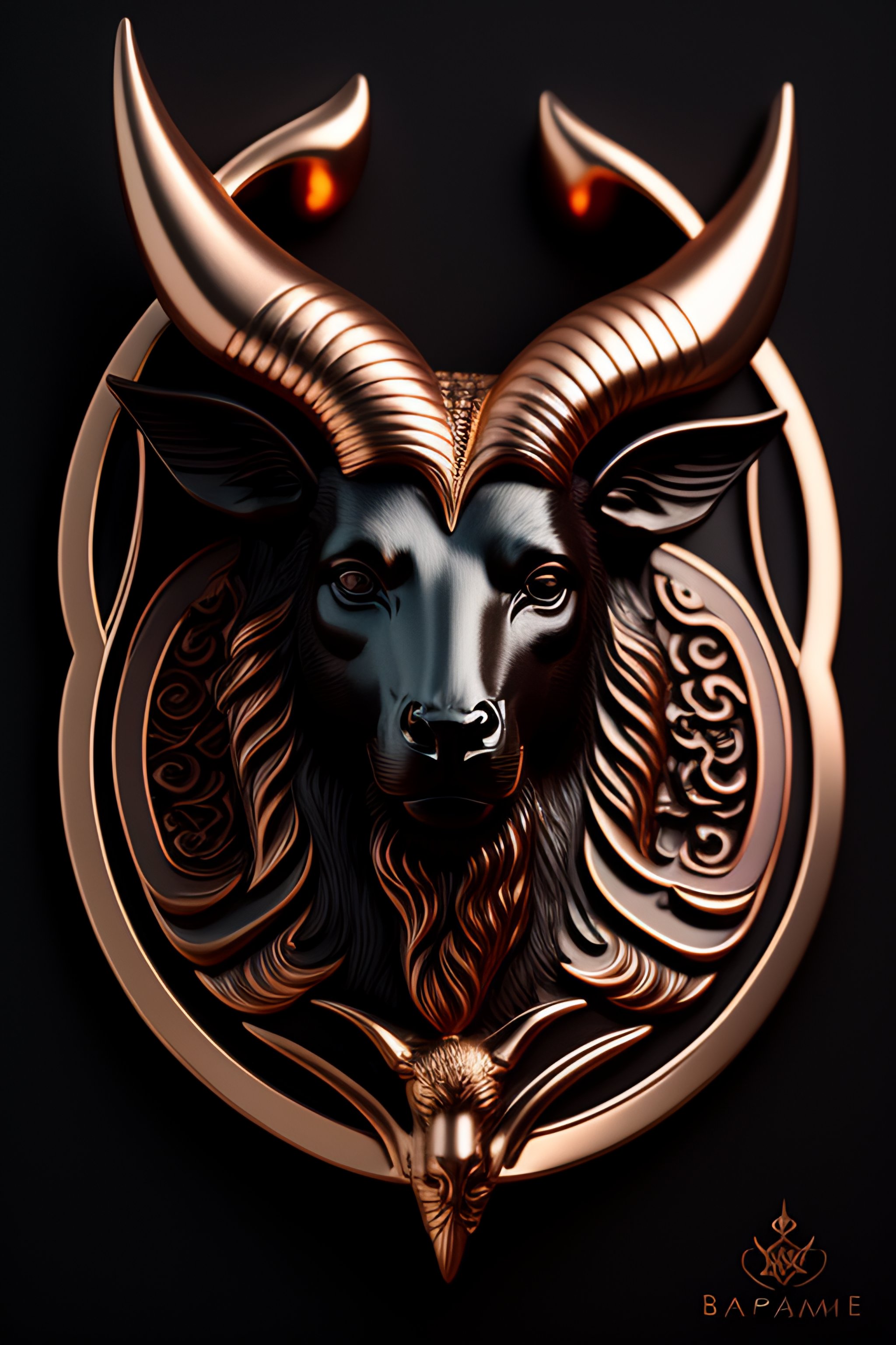 Lexica - Create a carved face of baphomet black and rosegold portrait