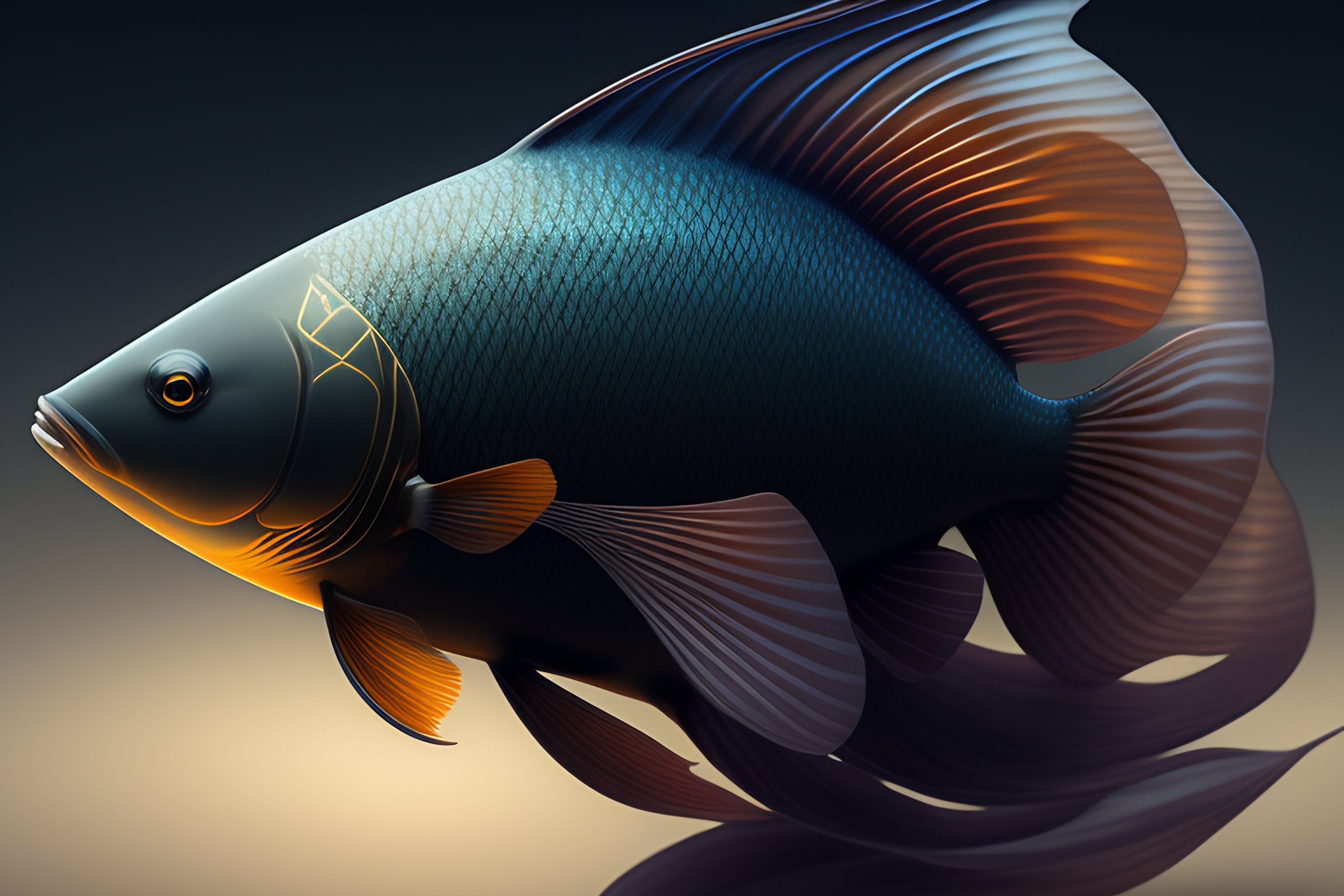 Lexica - Anthropomorphic art of a black fish, side view, art by victo ...