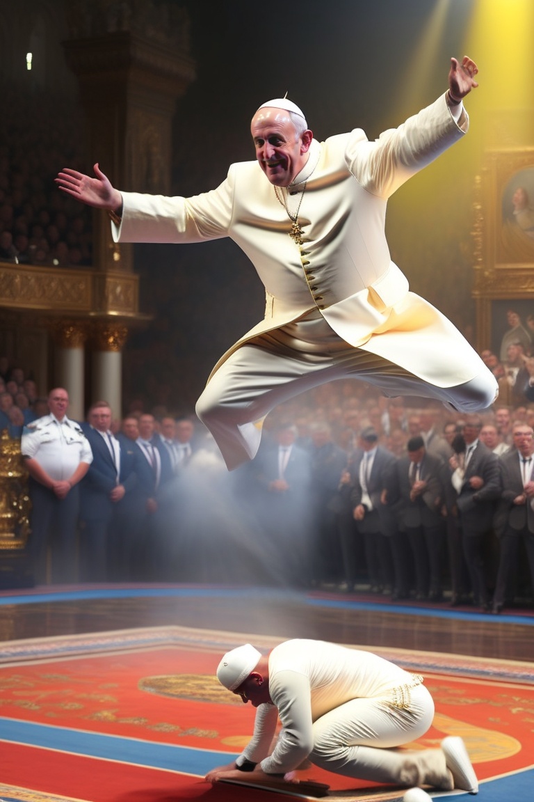 Lexica - Pope Francis doing Break dance in a music hall