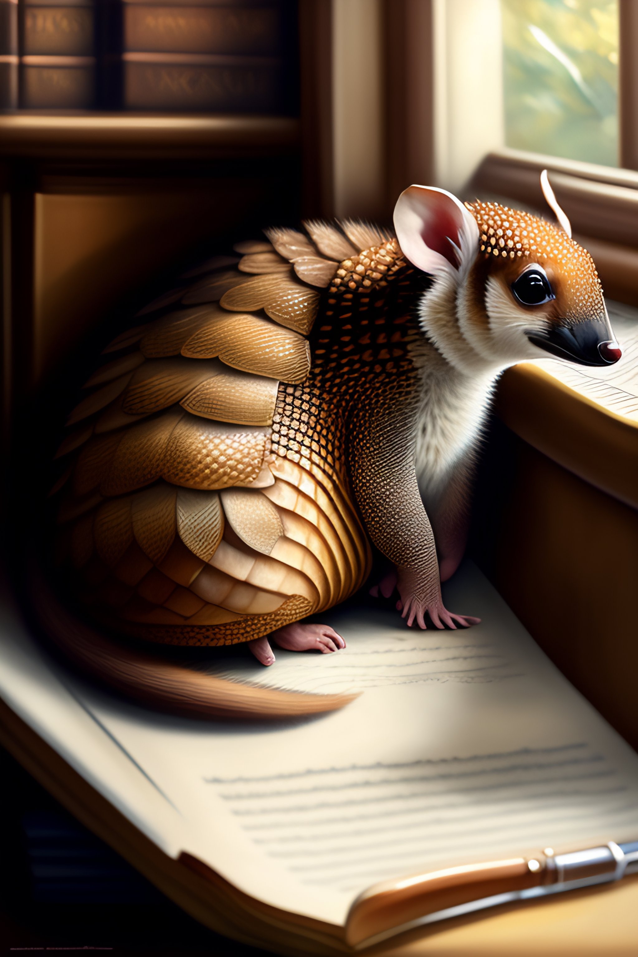 Lexica - Pangolin, paperwork, exhausted, cute, really cute, cozy, by ...