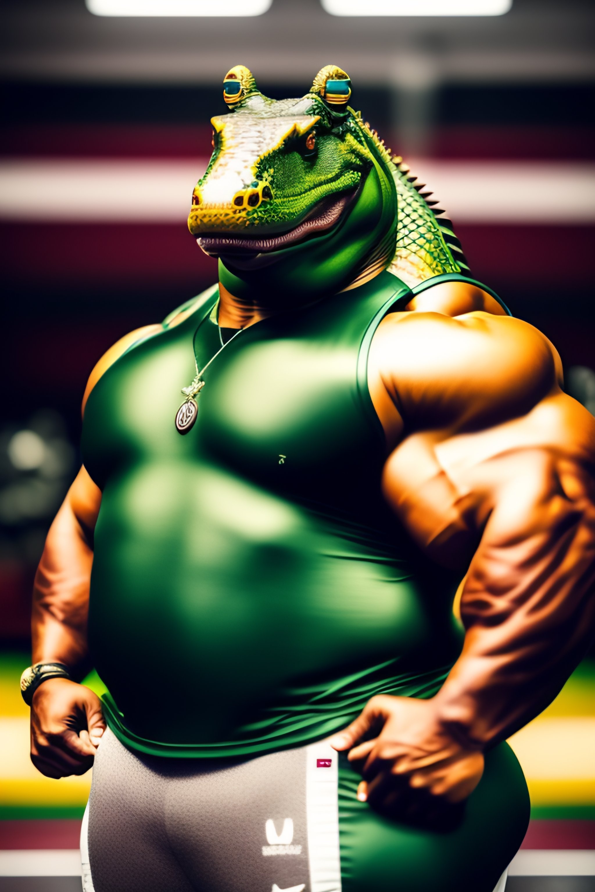 Lexica - A portrait of an anthropomorphic alligator, thick, chonky ...