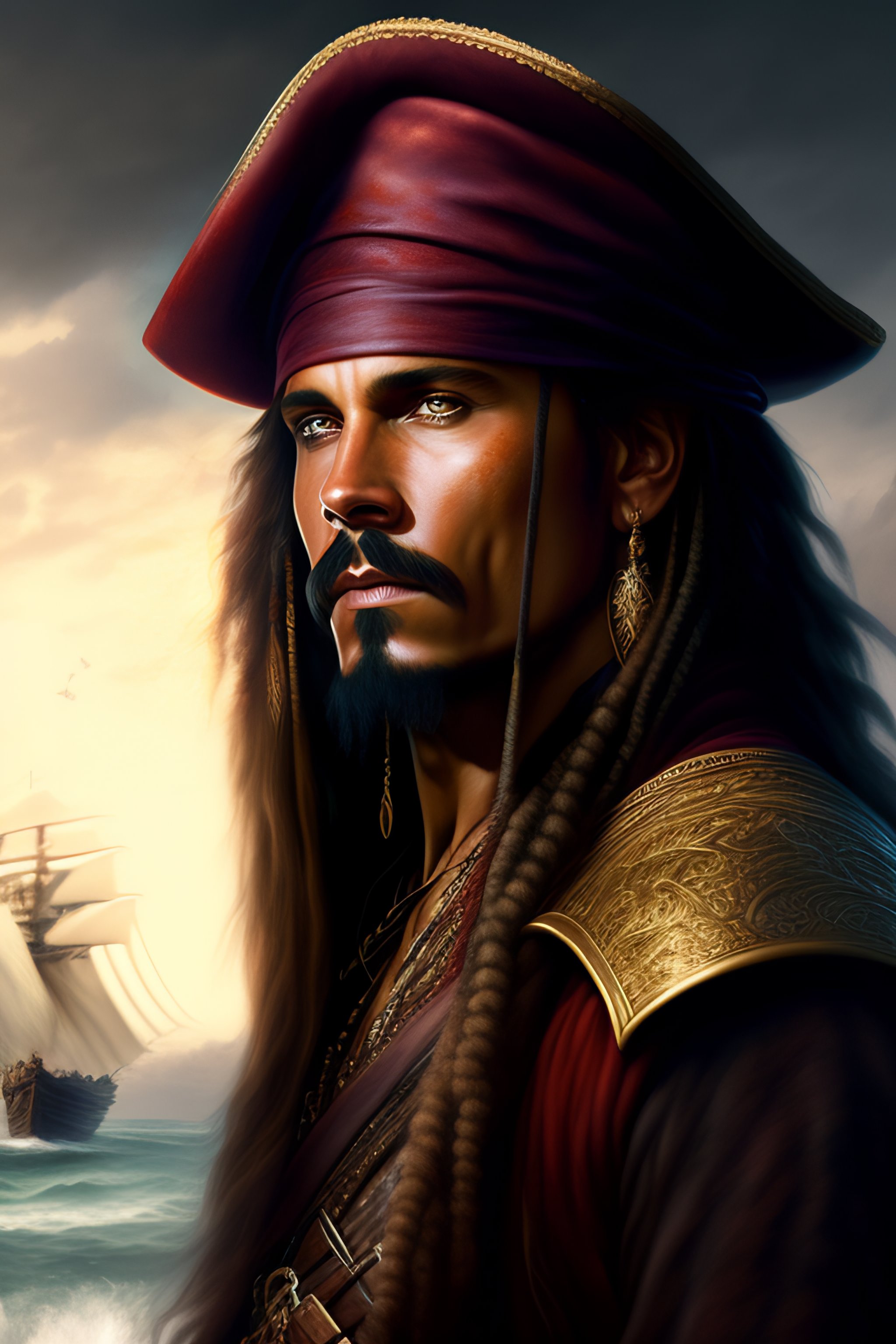 Lexica - A beautiful painting portrait movie poster of Jack Sparrow ...