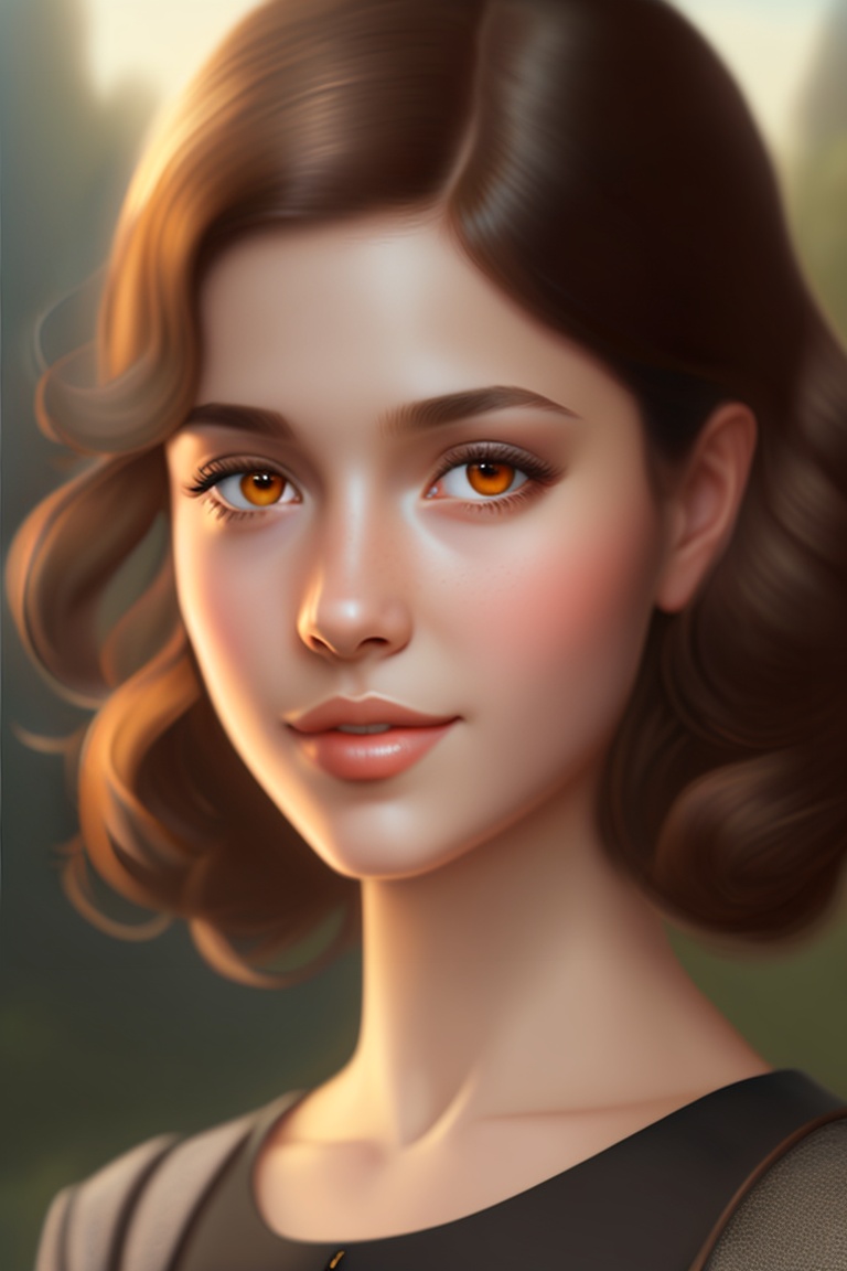 Lexica - A short and mysterious girl, with brown hair and long honey ...