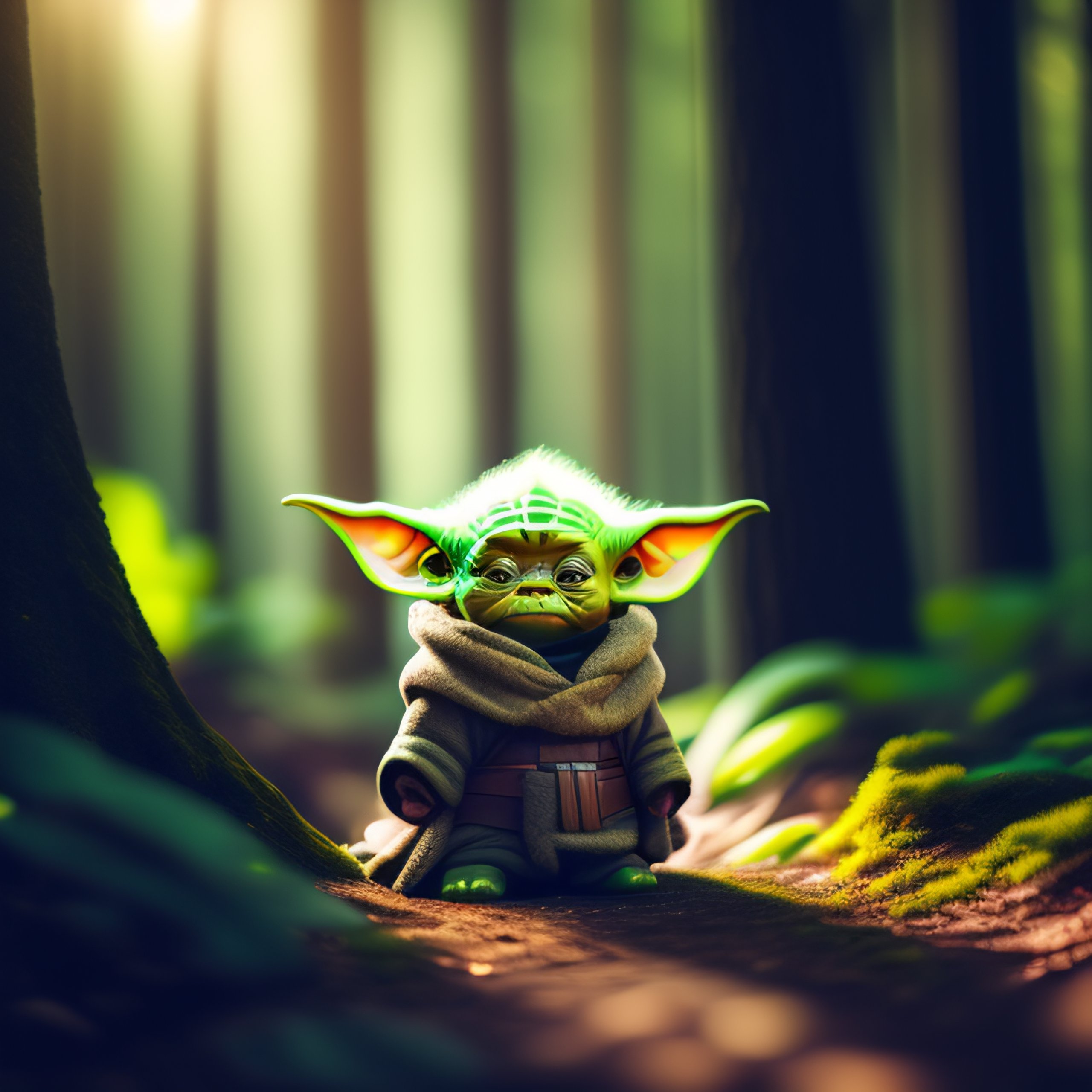 Lexica - Star wars baby yoda in the forest, photorealistic, cinematic ...