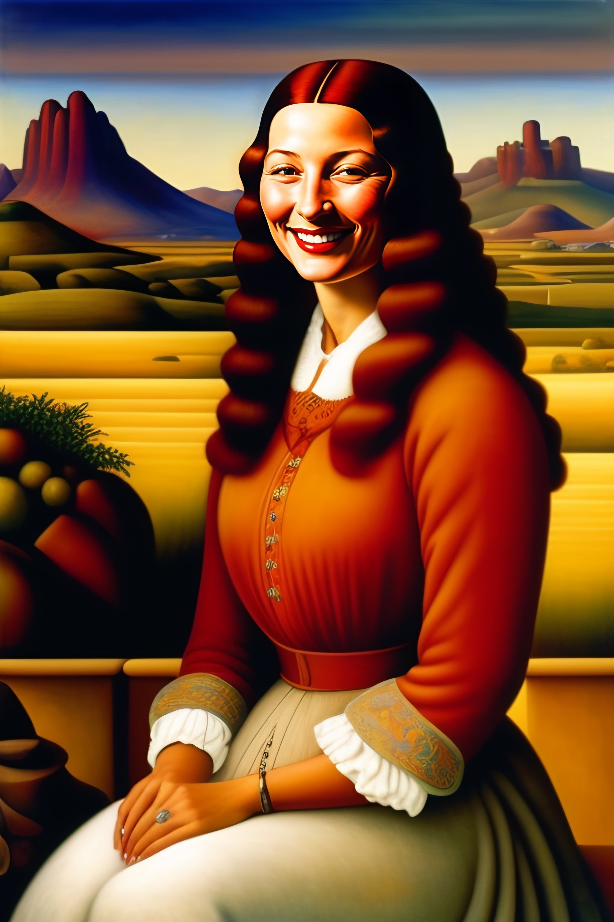 Lexica - Diego Rivera, woman laughing, red hair tied in a bun, da Vinci ...
