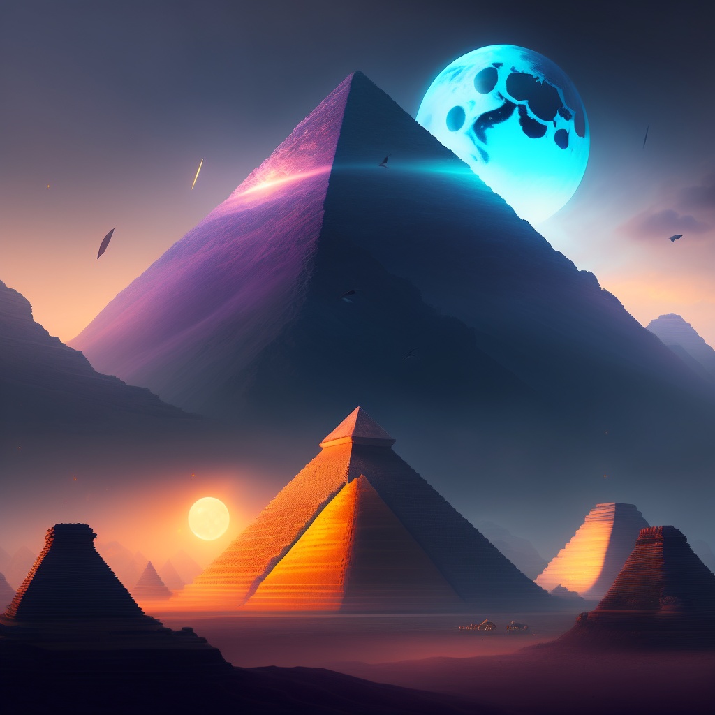 Lexica - Dystopian pyramids, background storm, computers, beautiful ...