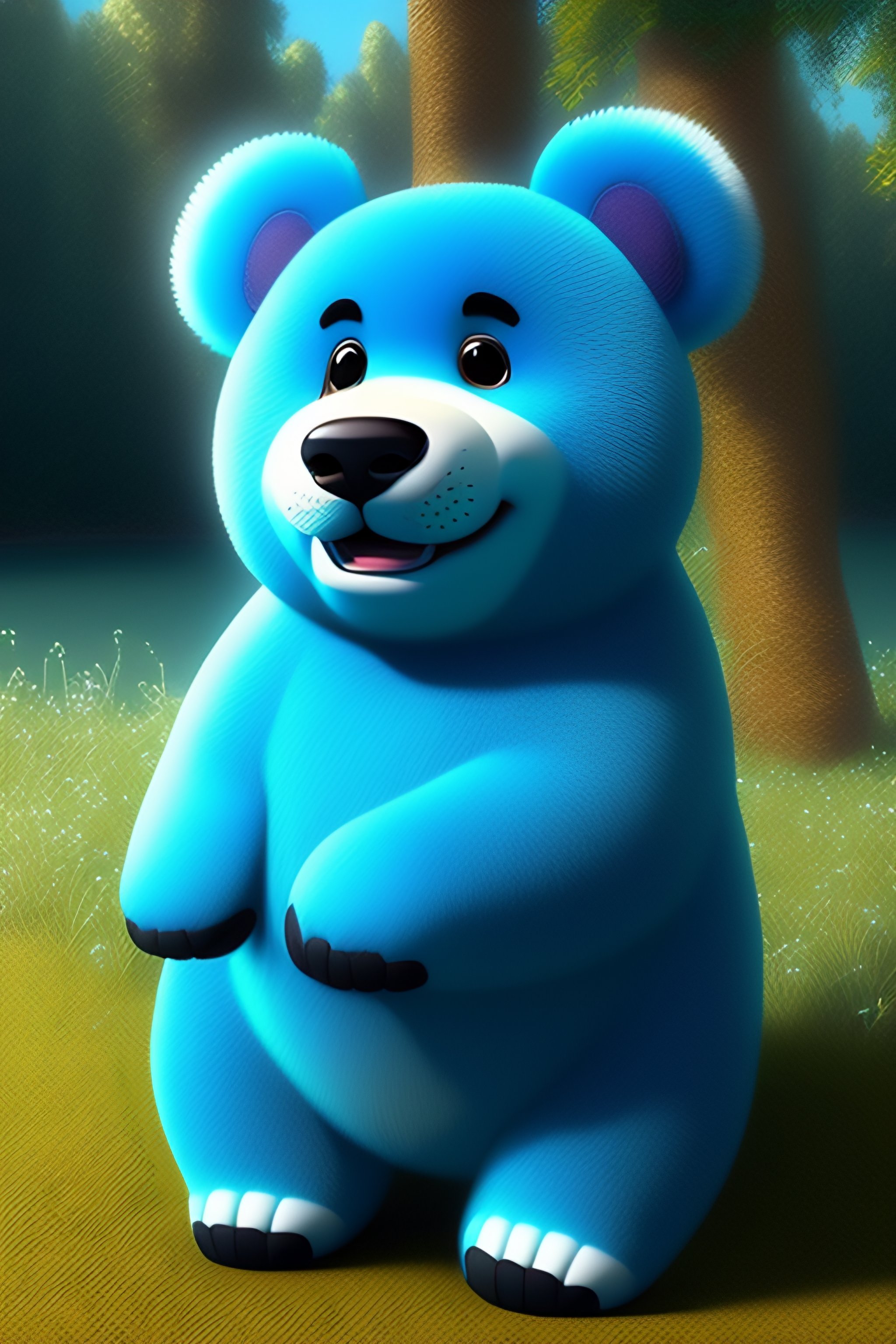 Lexica - Barnoo is a small, cute, loveable, furry blue bear with a big round face and round ears ...