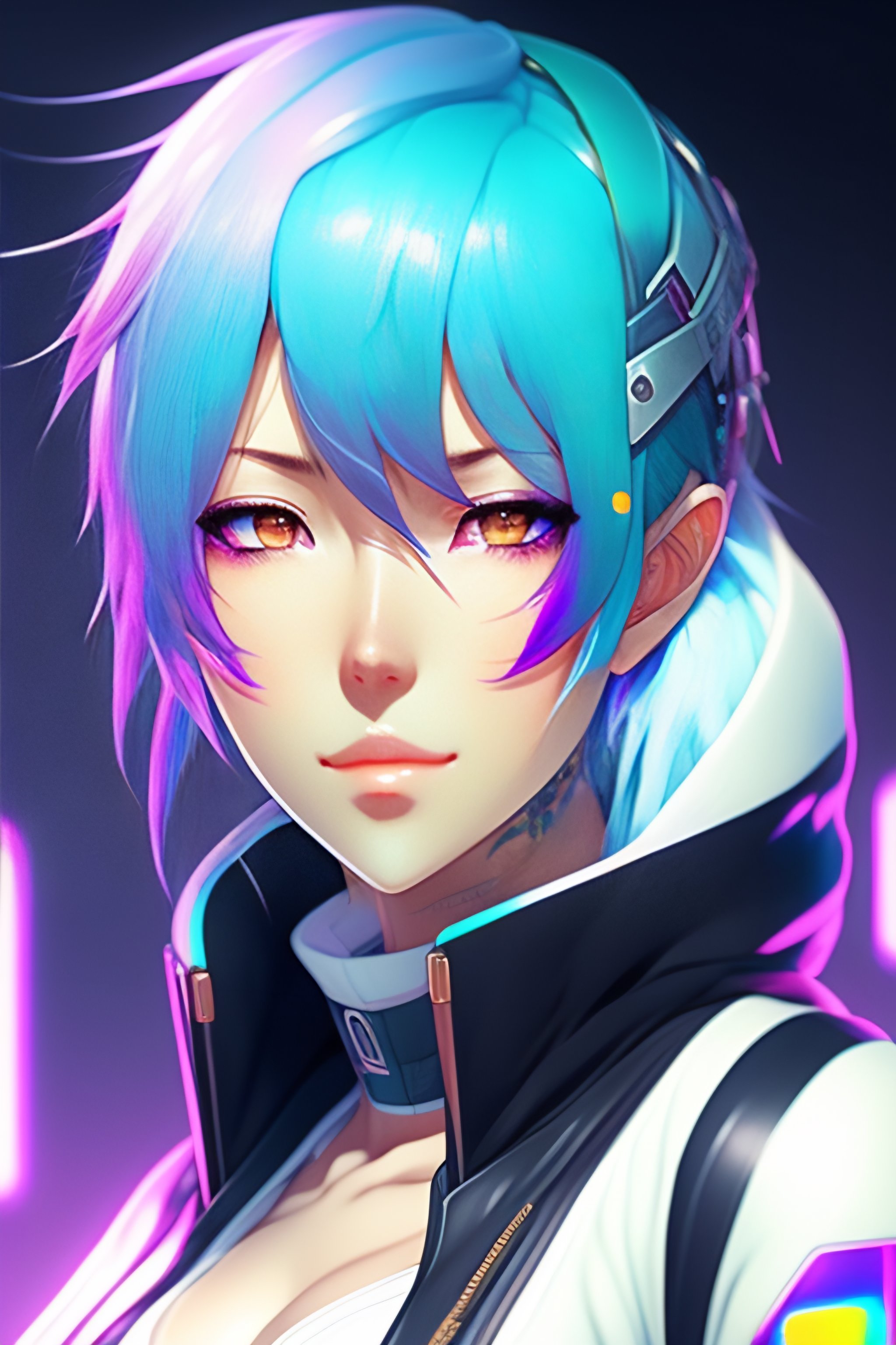 Lexica - Anime cyberpunk Hatsune Miku with Pastel Rainbow white blue ...