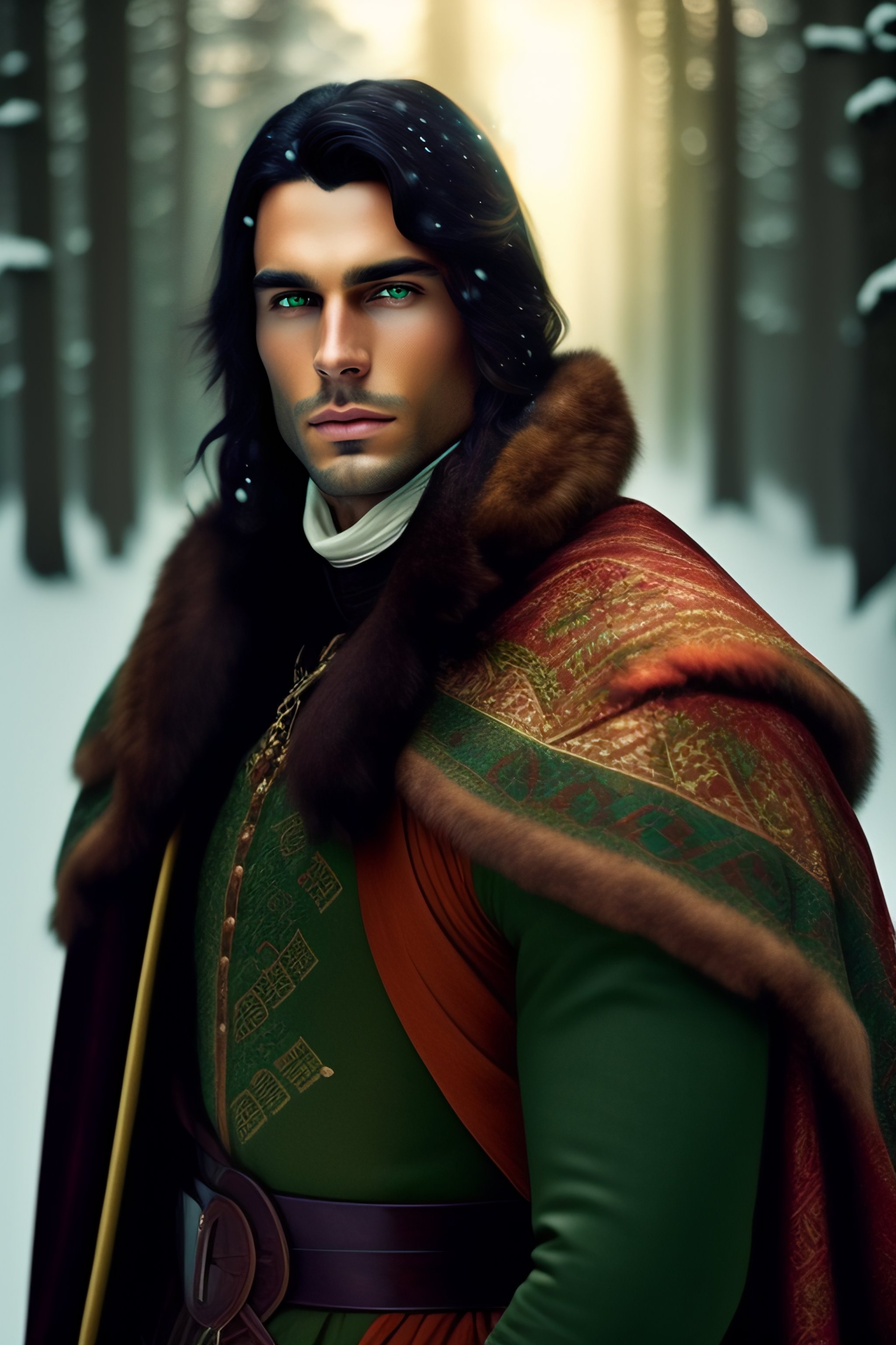 Lexica Handsome Man Dark Hair Green Brown Eyes Medieval Clothes