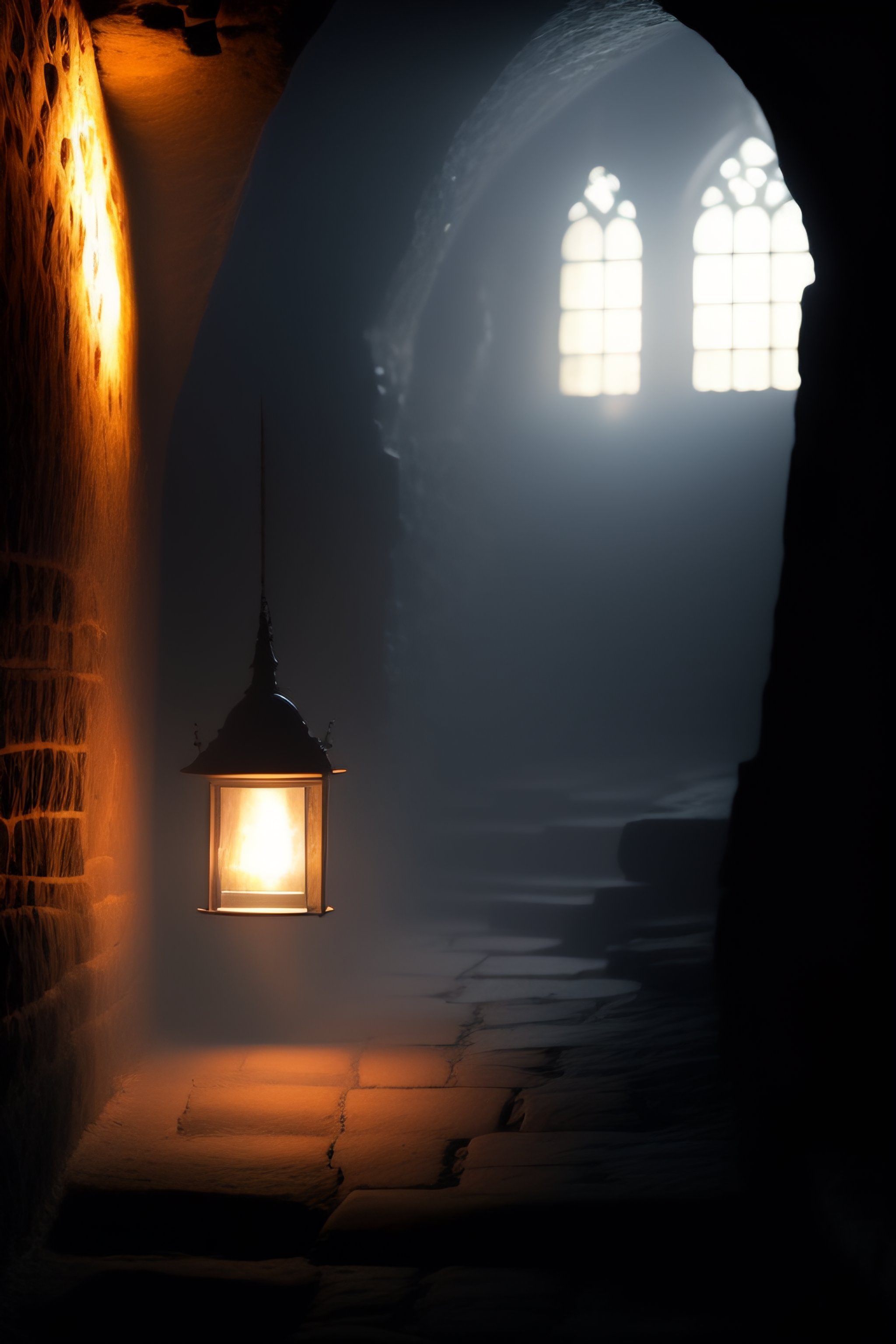 Lexica - Cctv footage of a dimly lit vaulted dungeon. Candelit. Grainy ...