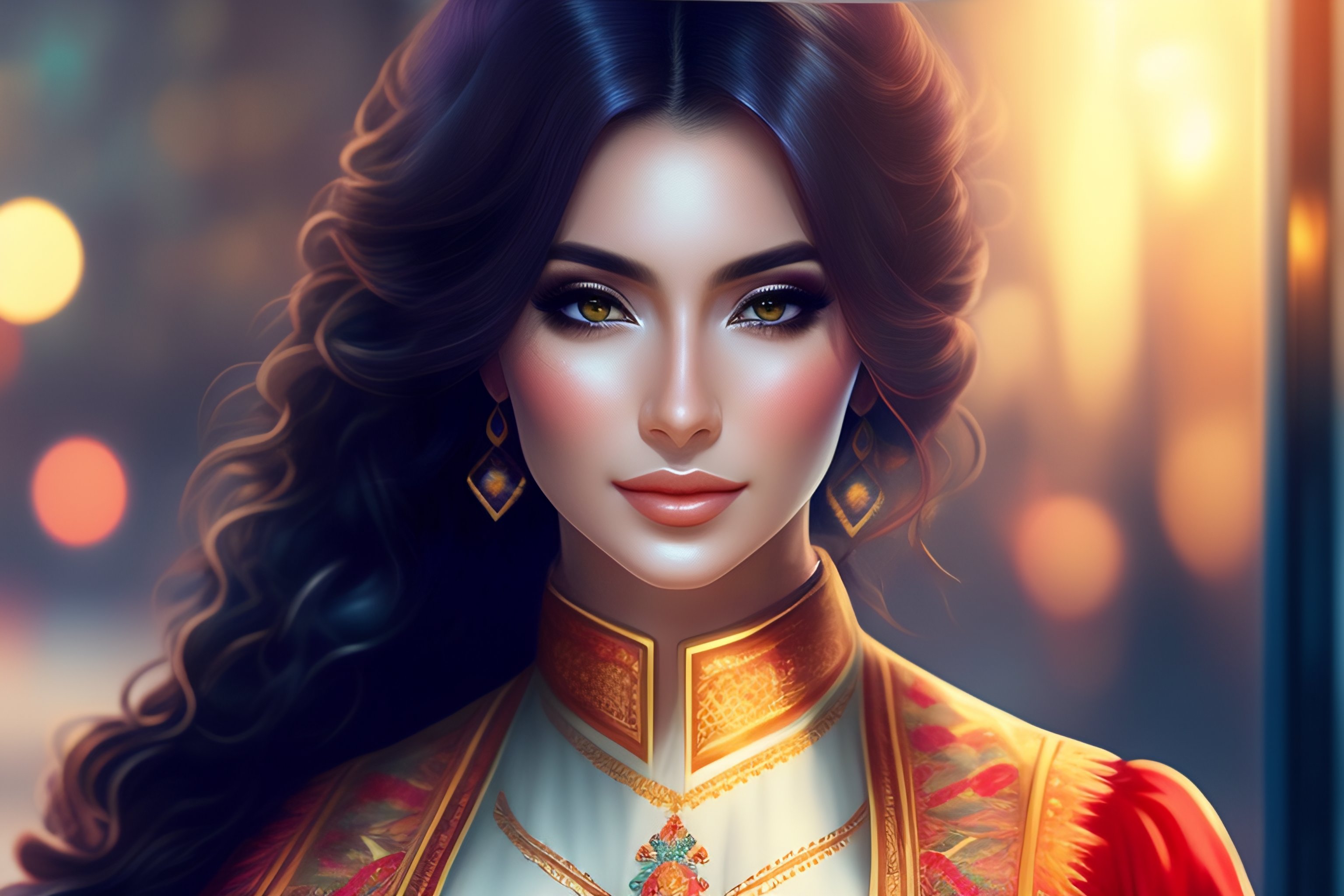Lexica - Beautiful turkish woman in embroidered shirt, anime
