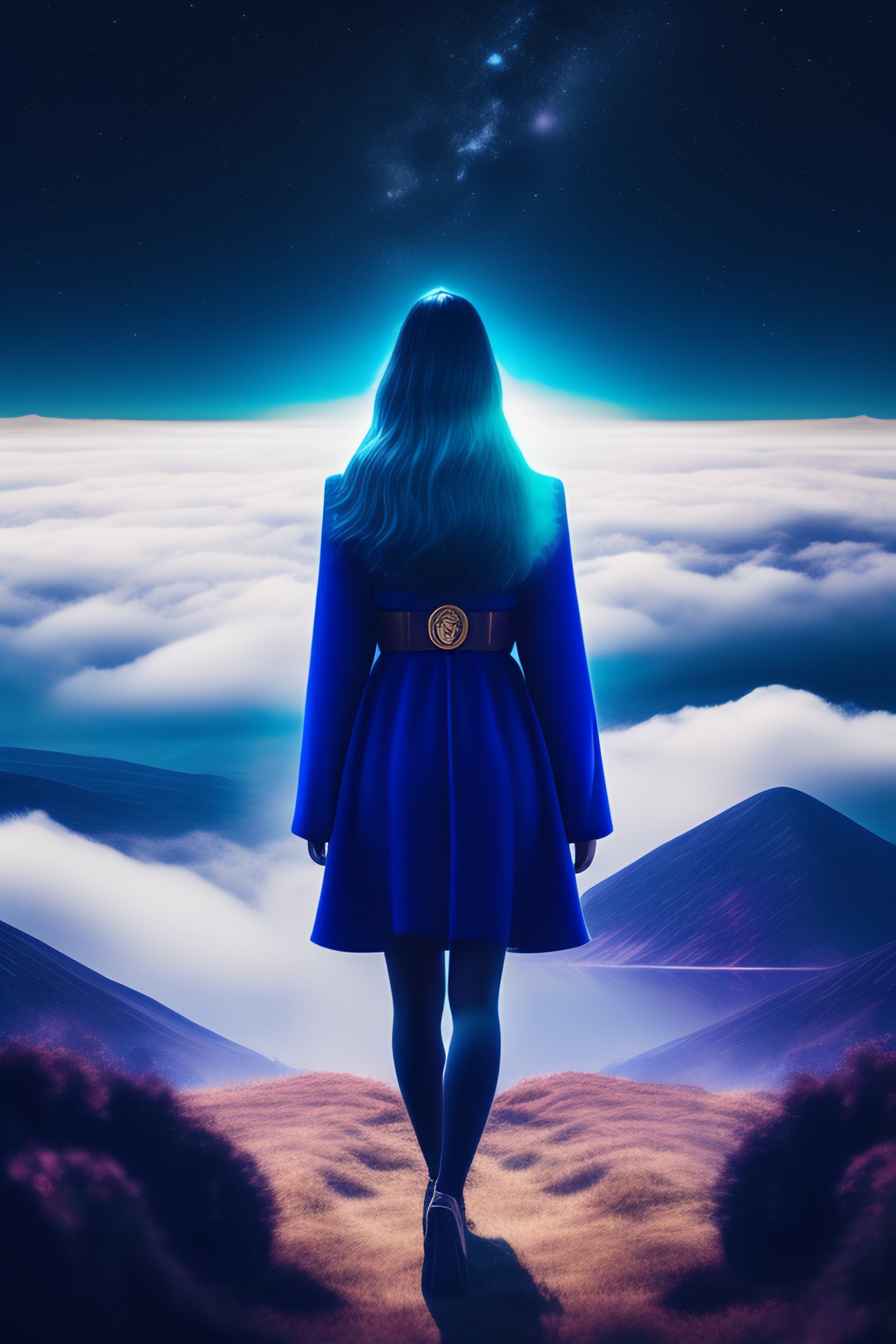 Lexica - A faceless indigo blue peaceful extraterrestrial woman