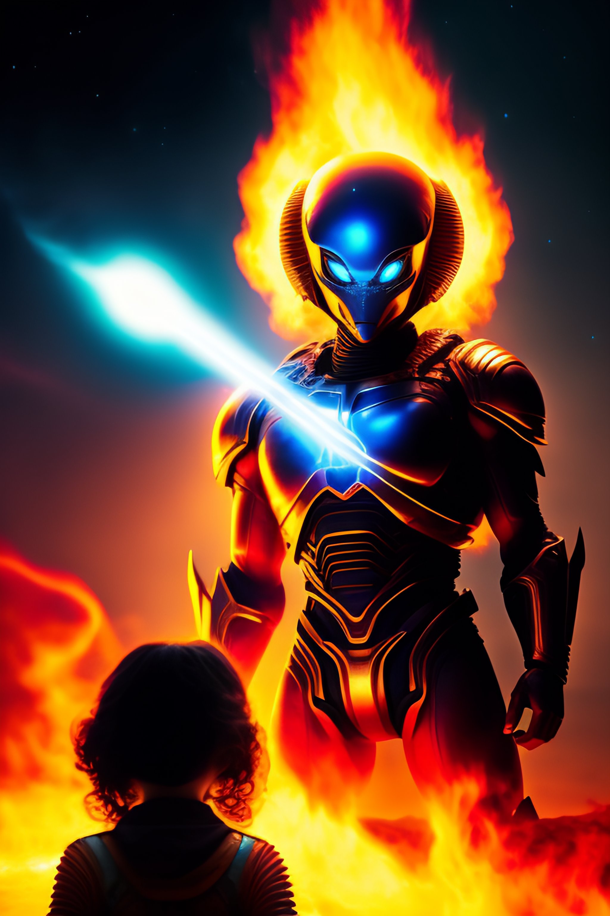 Lexica - Portrait of an alien about to fight a human after the ...