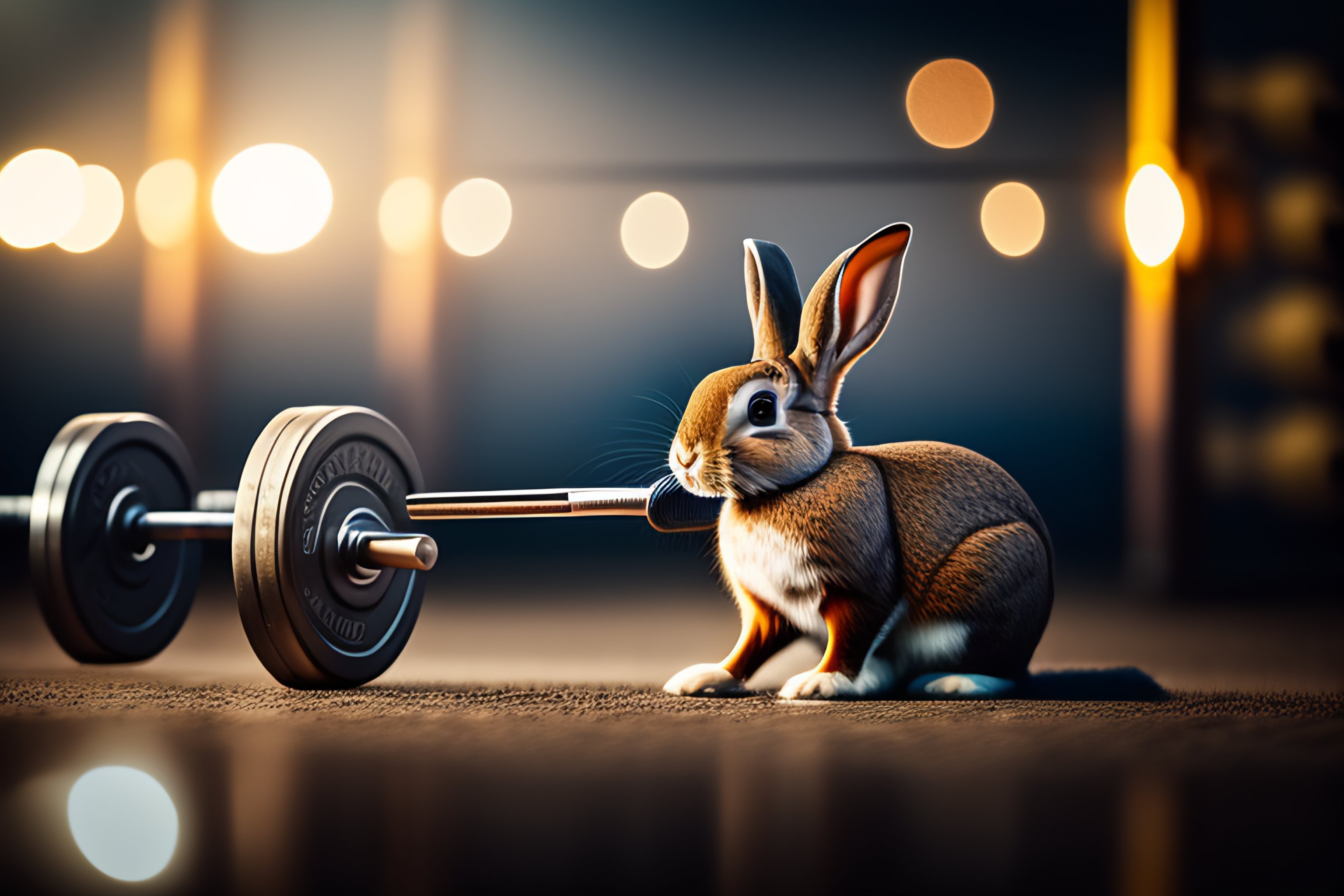 Lexica - (((rabbit weightlifter, lifted the barbell over his head ...