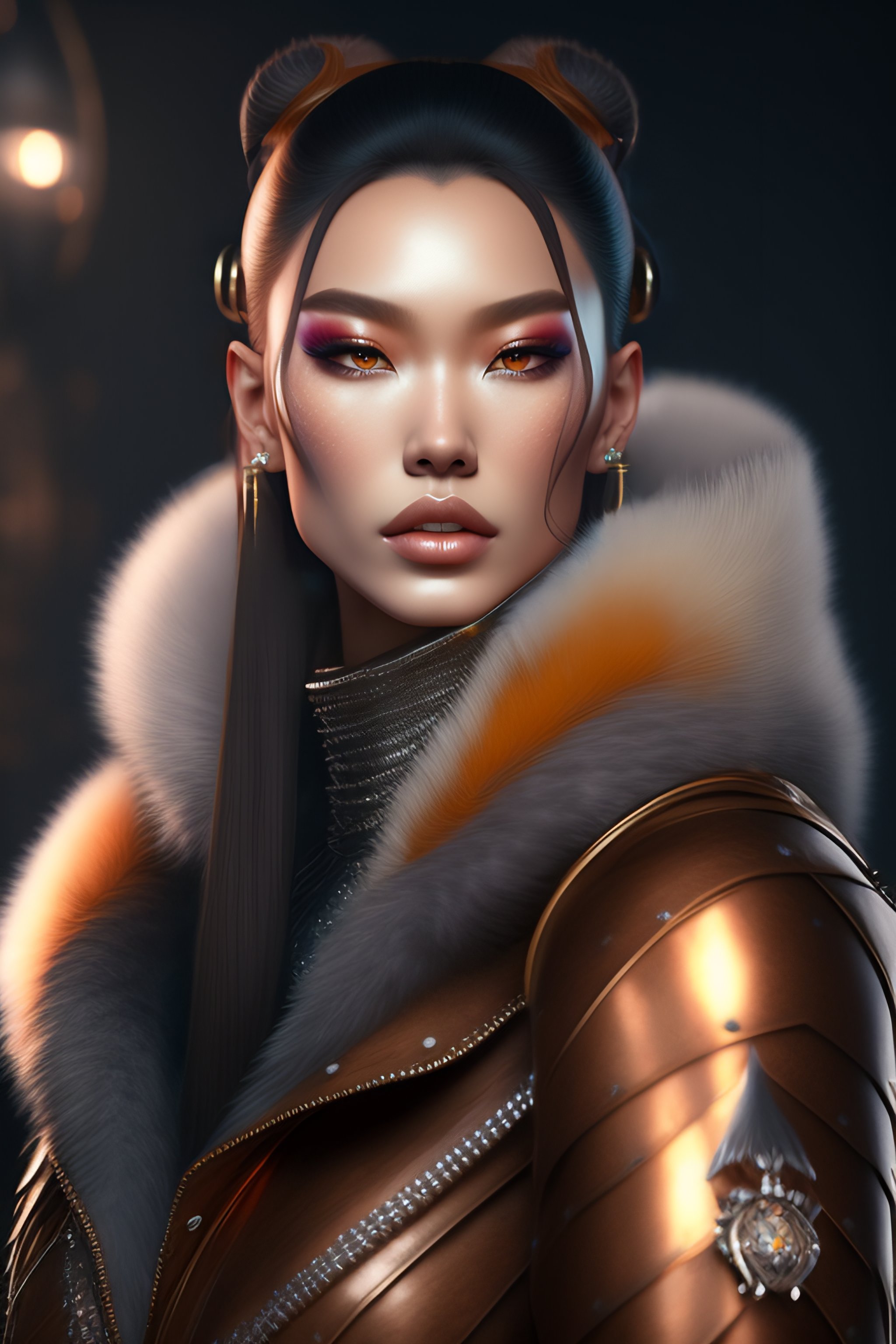 Lexica - Cyborg, fur coat, fantasy, medieval, full plate armor, male ...