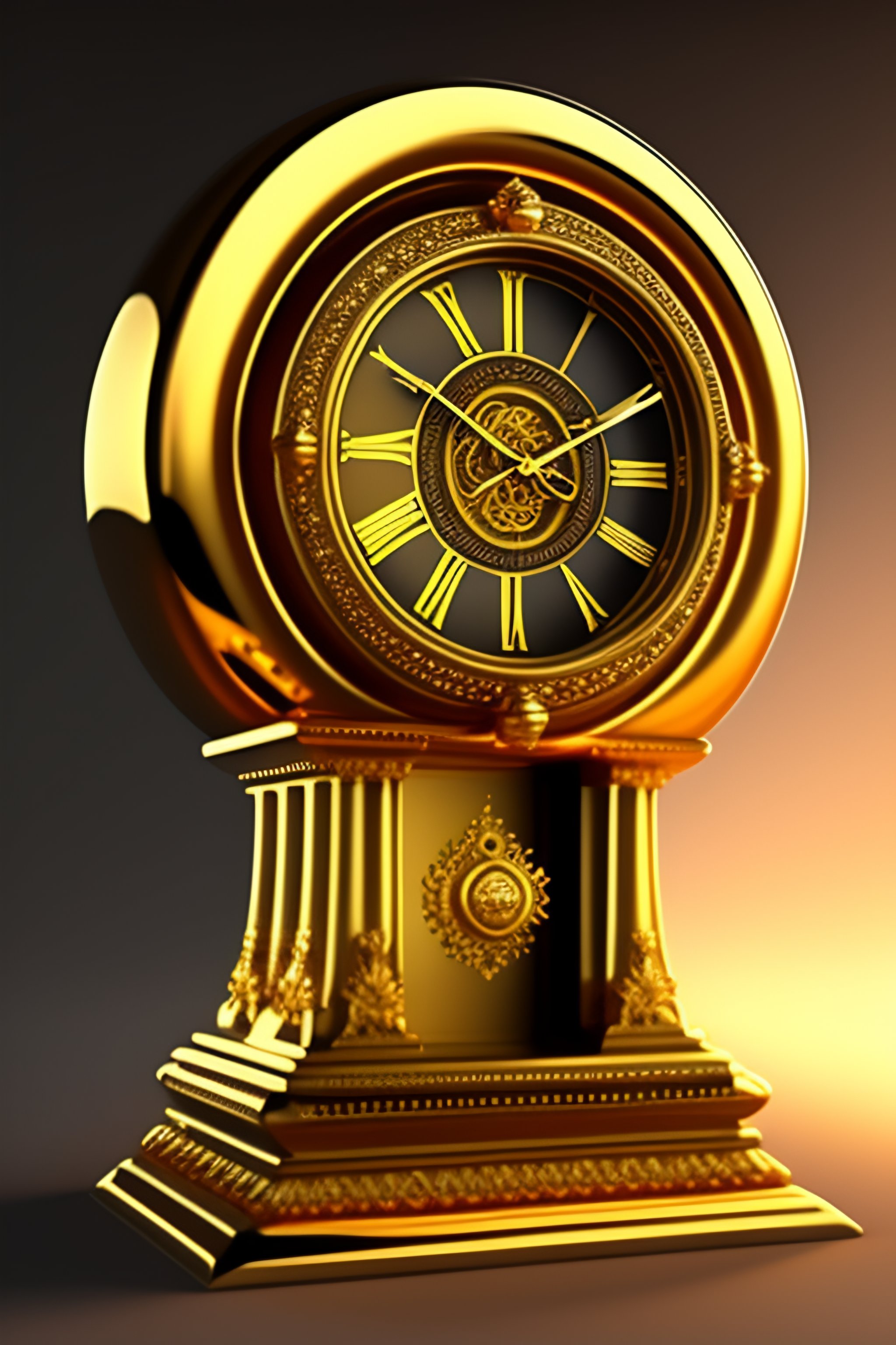 Lexica - 3d ancient clock shine gold