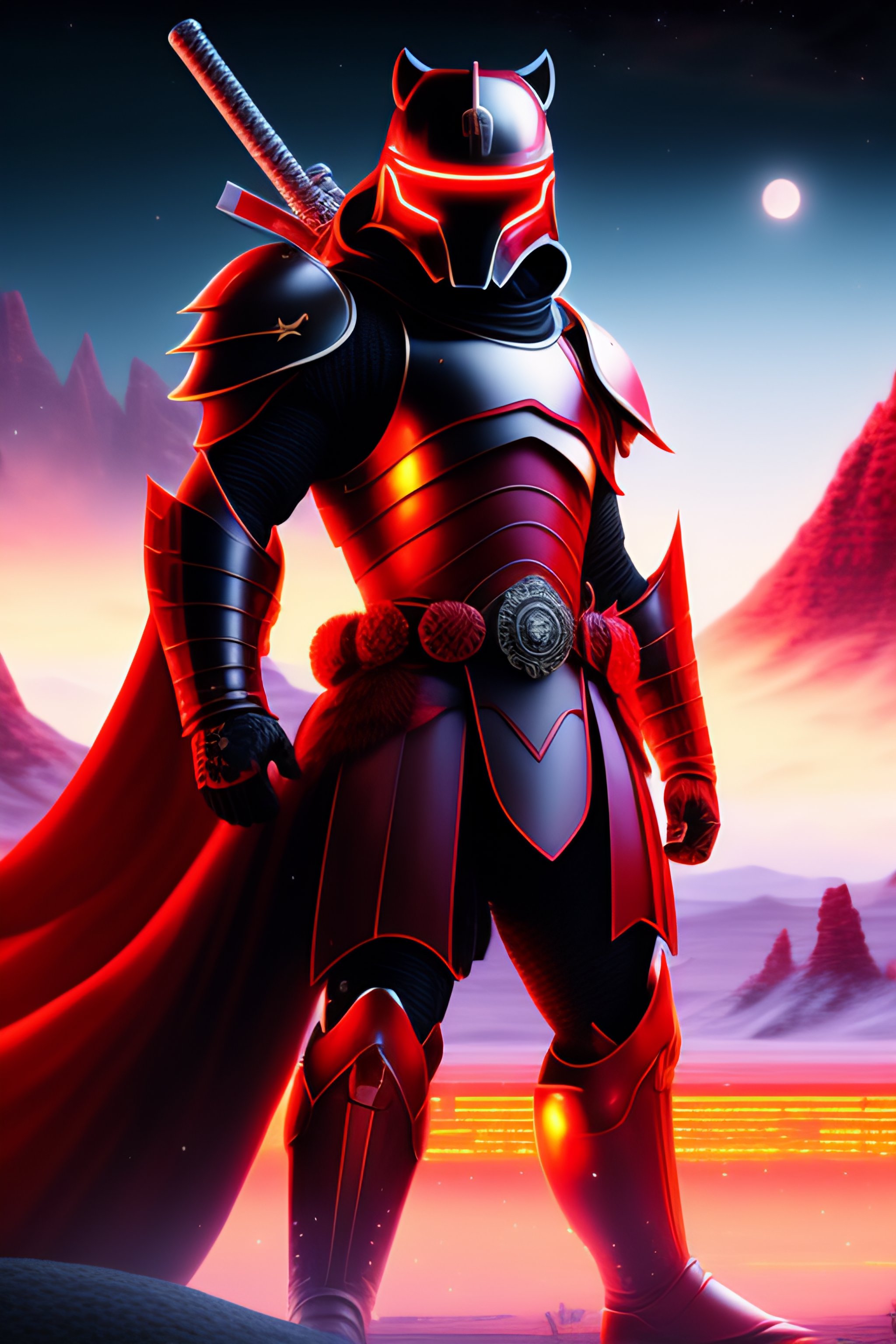 Lexica - Red stormtrooper as powerful shogun warrior, red eyes, wearing ...