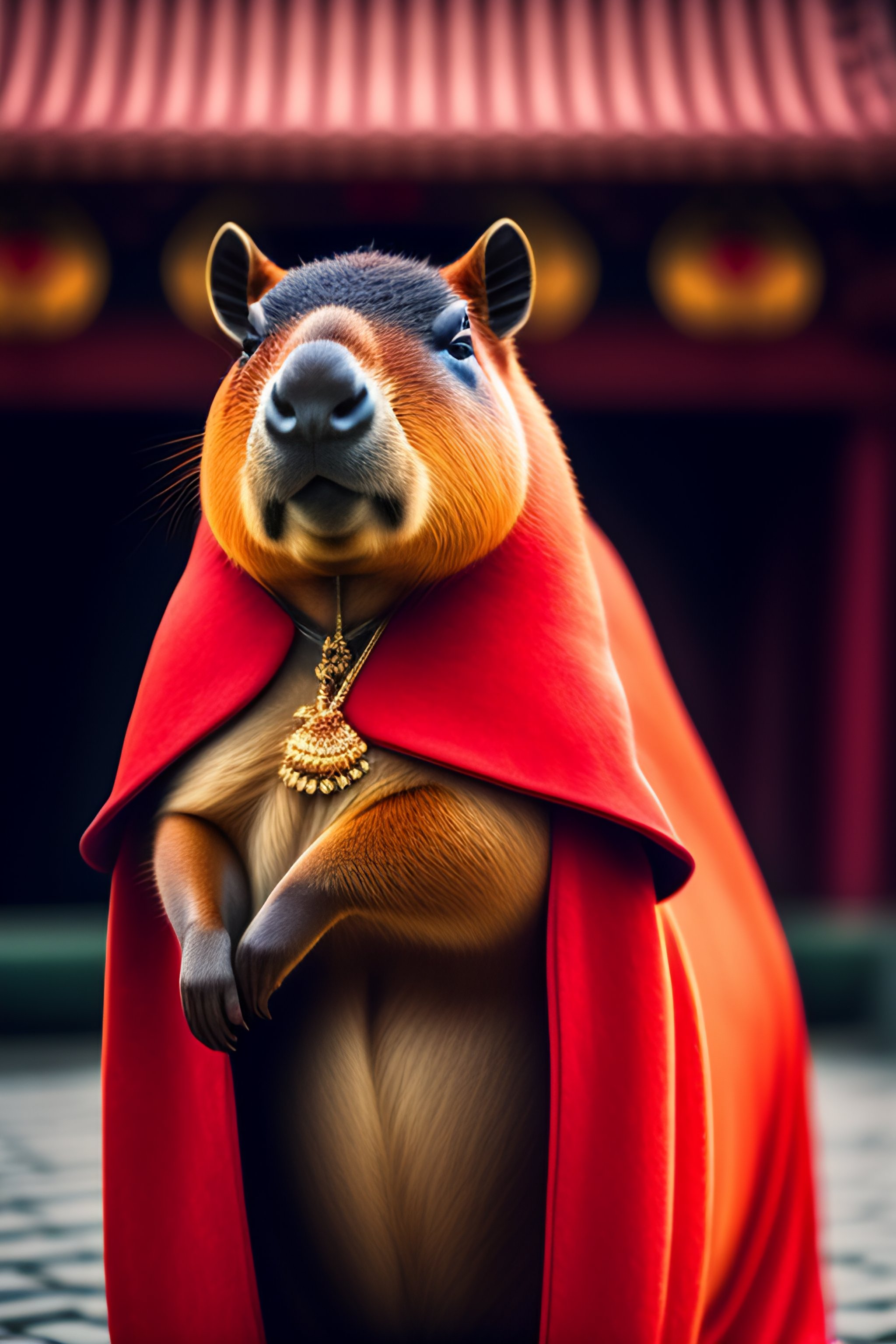 Lexica - A capybara in a Chinese coat, cute, cinematic