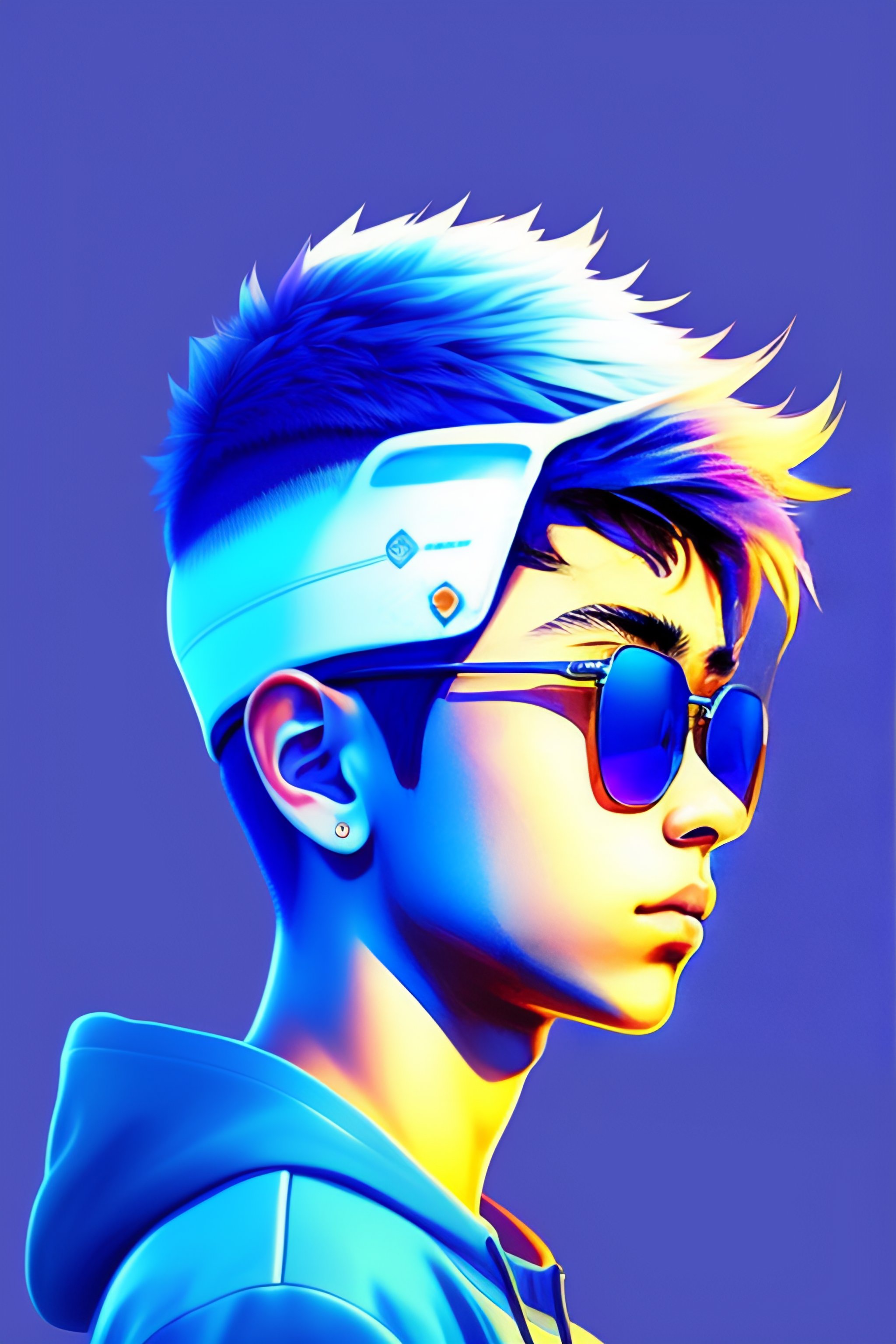 Lexica - A silhouette of a gamer boy, cartoon style, blue background ...
