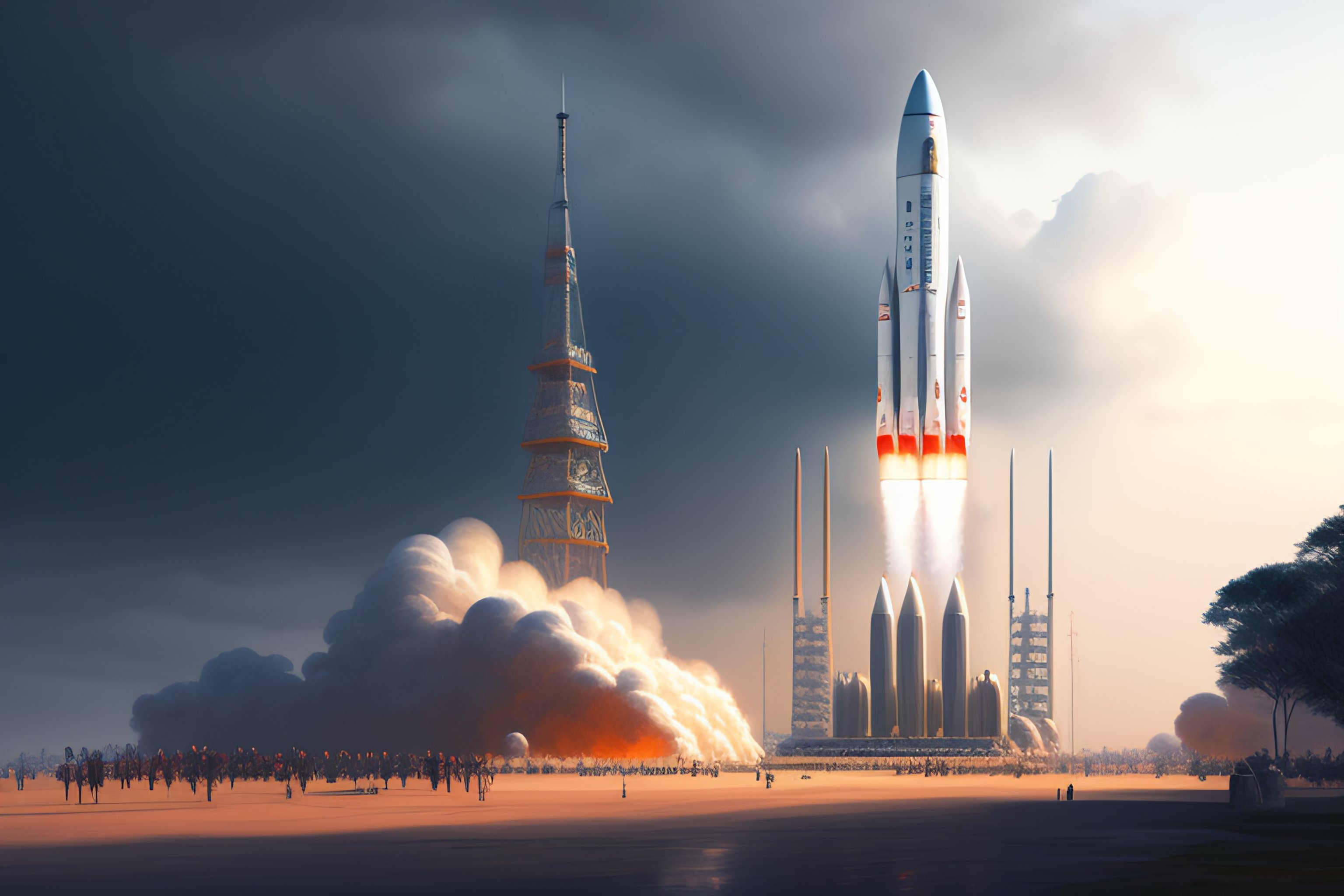 Lexica - A saturn v rocket on the launch pad, intricate, elegant ...