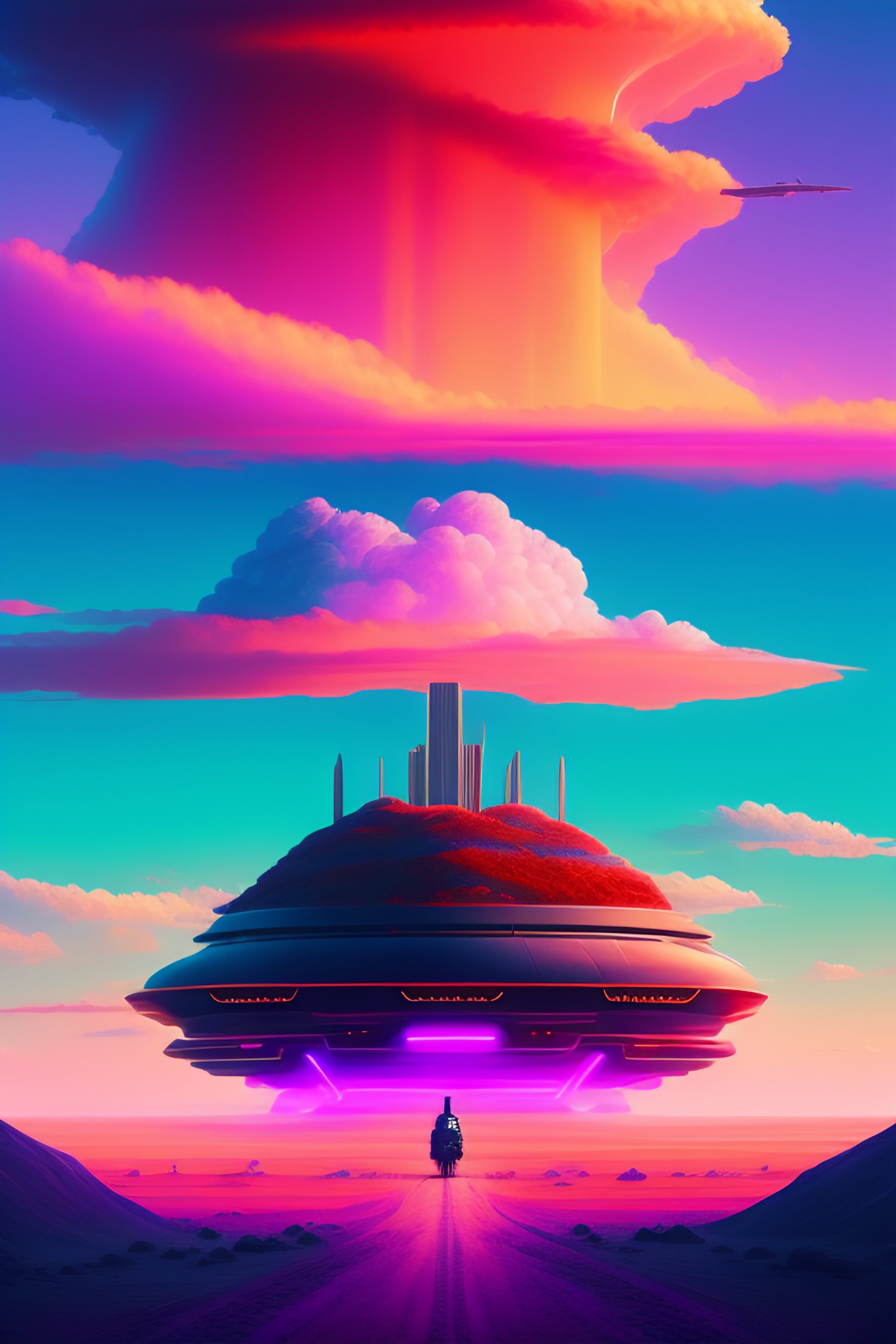 Lexica A Cloud Filled Movie Poster Of An Endless Path Across A