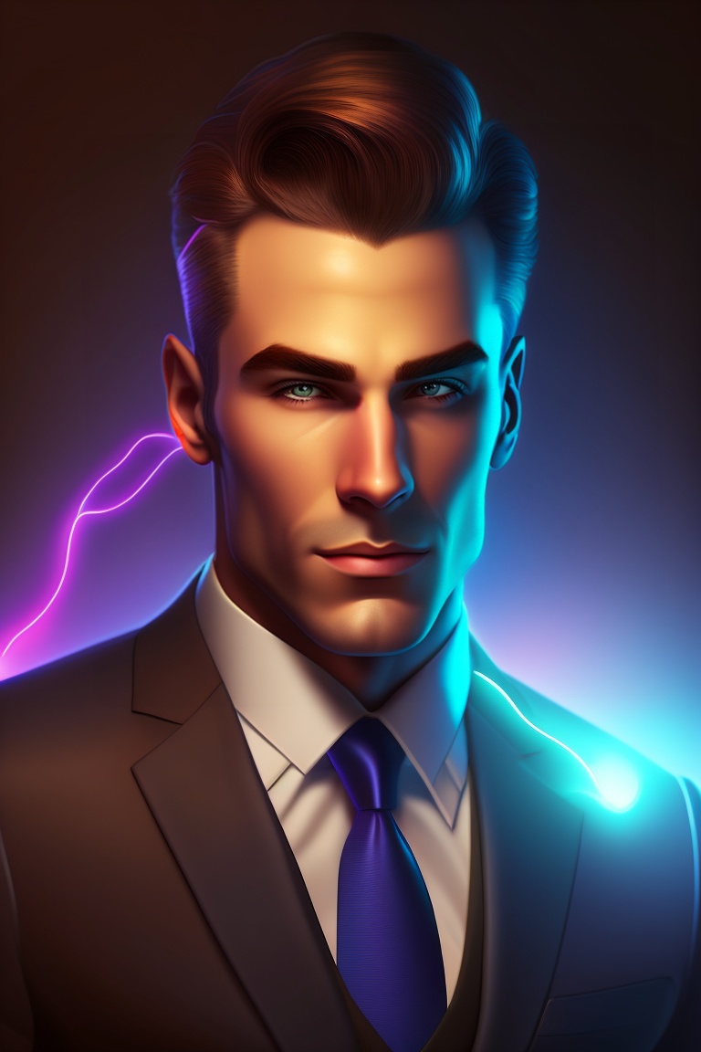 Lexica - Business man, lighting, face