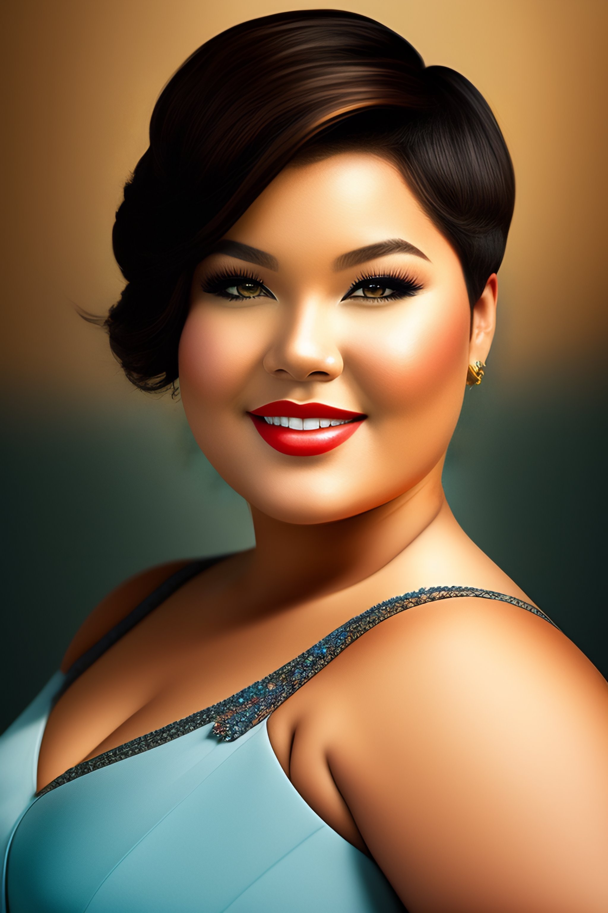 Lexica - Plus size woman cute young 13 old short hair