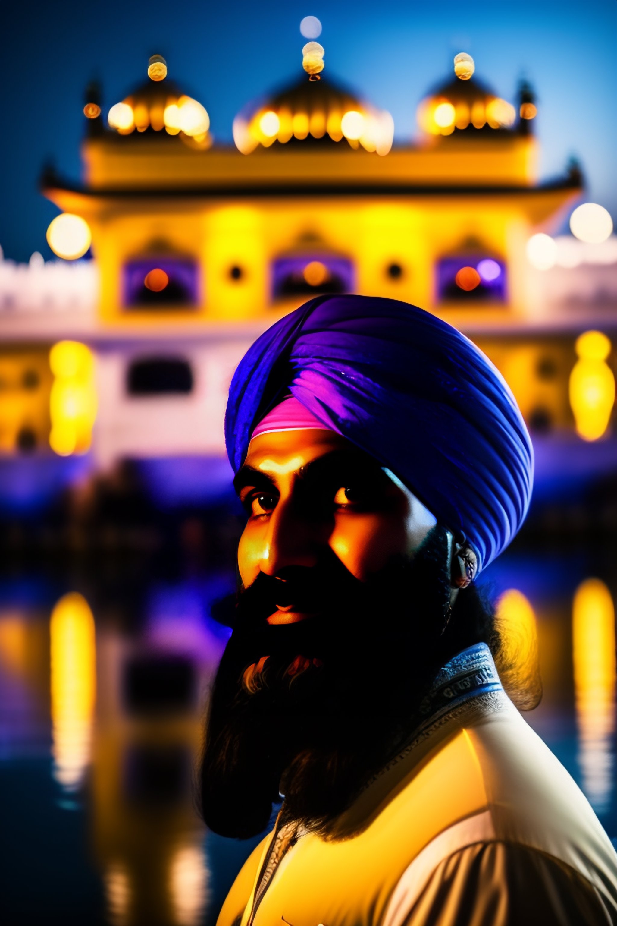Lexica - A sikh posing for a selfie in front of the golden temple ...