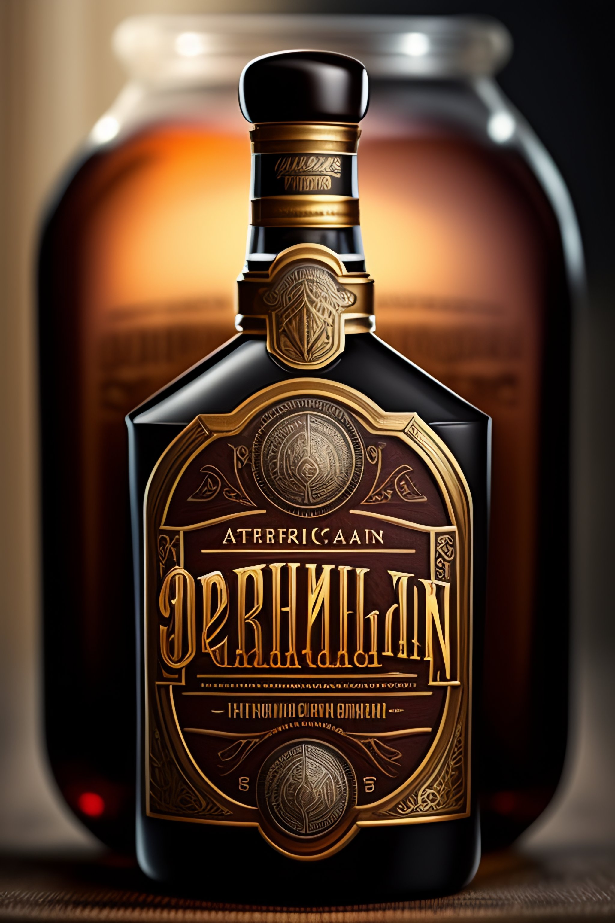 Lexica - American steampunk-style silver gears bourbon whiskey label design