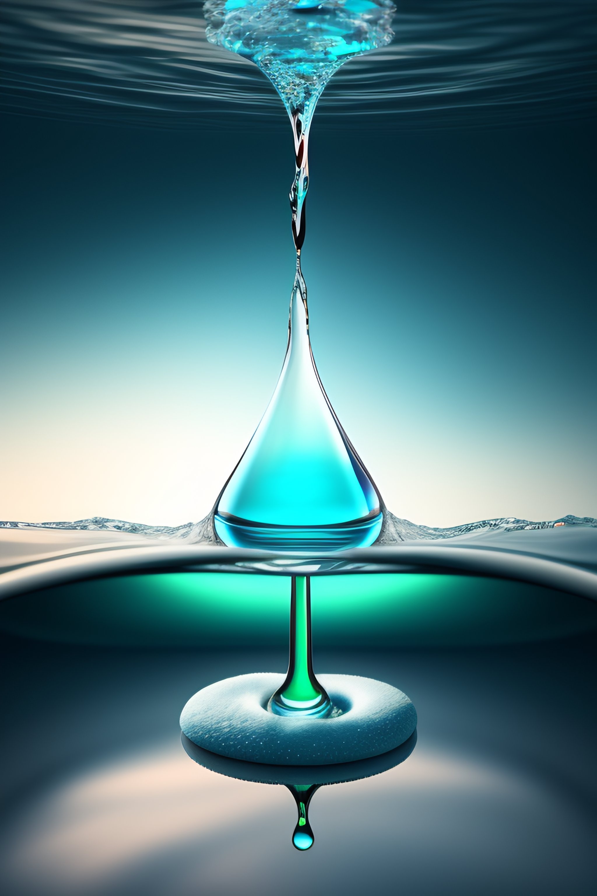 Lexica - BIG WATER DROP FALLING INTO A LAKE OF WATER AND GENERATING AN ECO