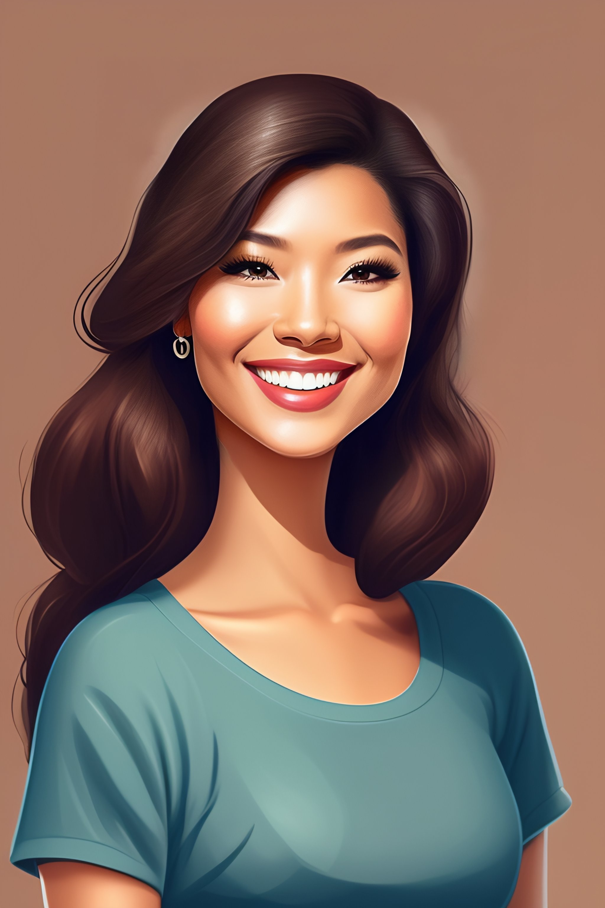 Lexica - A cute simple drawing of a woman smiling.. She's wearing ...