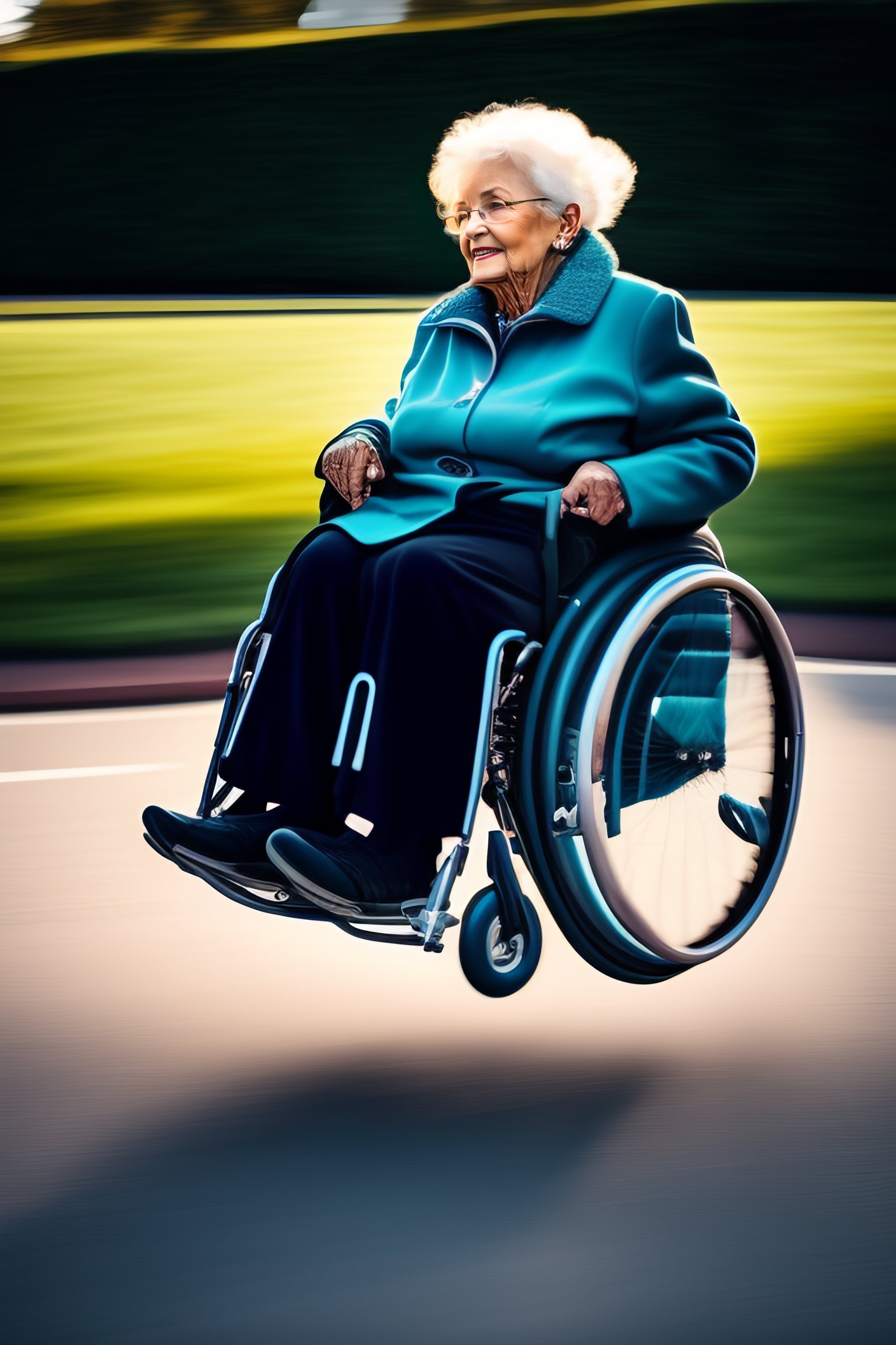 Lexica - A old woman in a wheelchair doing a backflip
