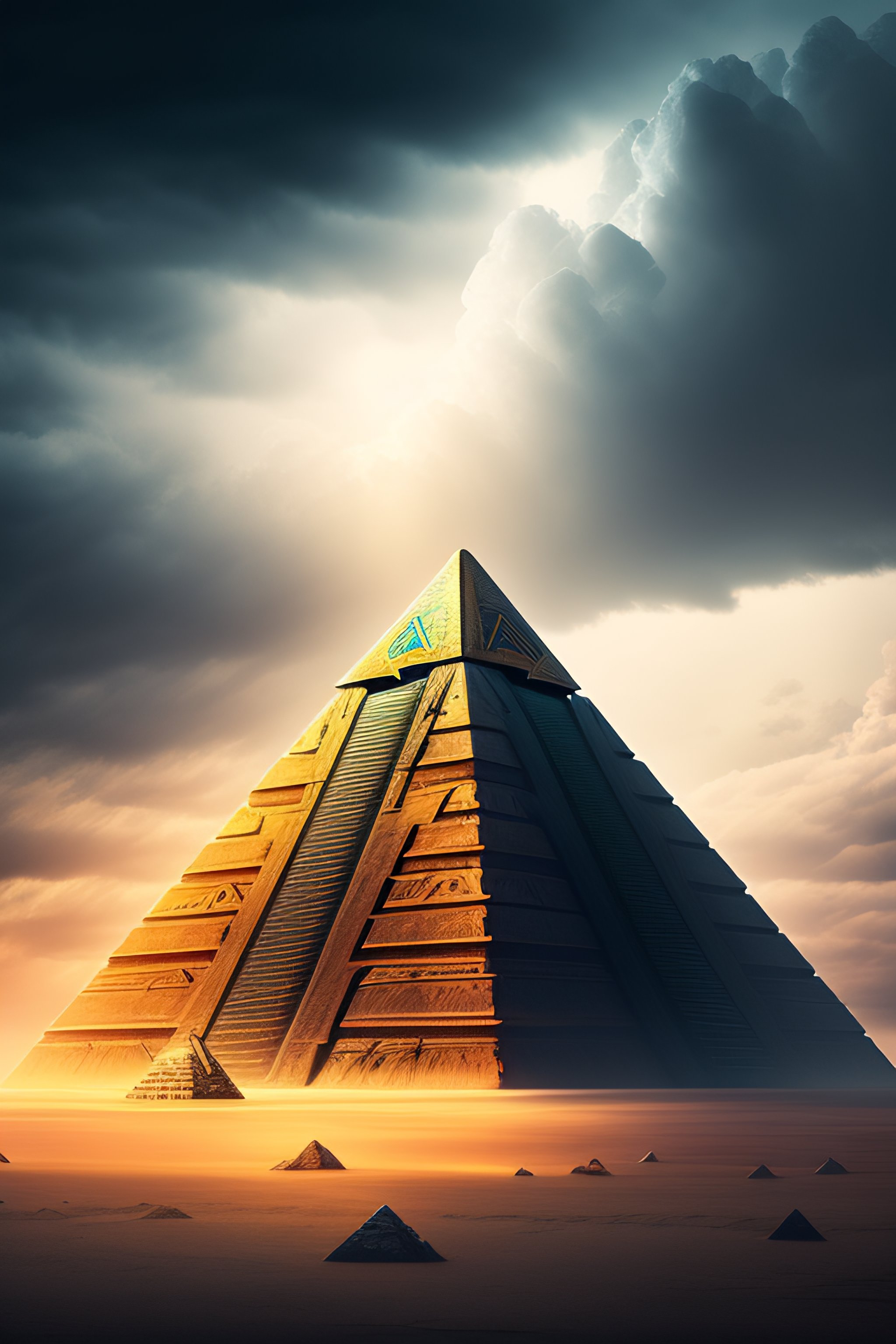 Lexica - Dystopian pyramids, background storm, computers