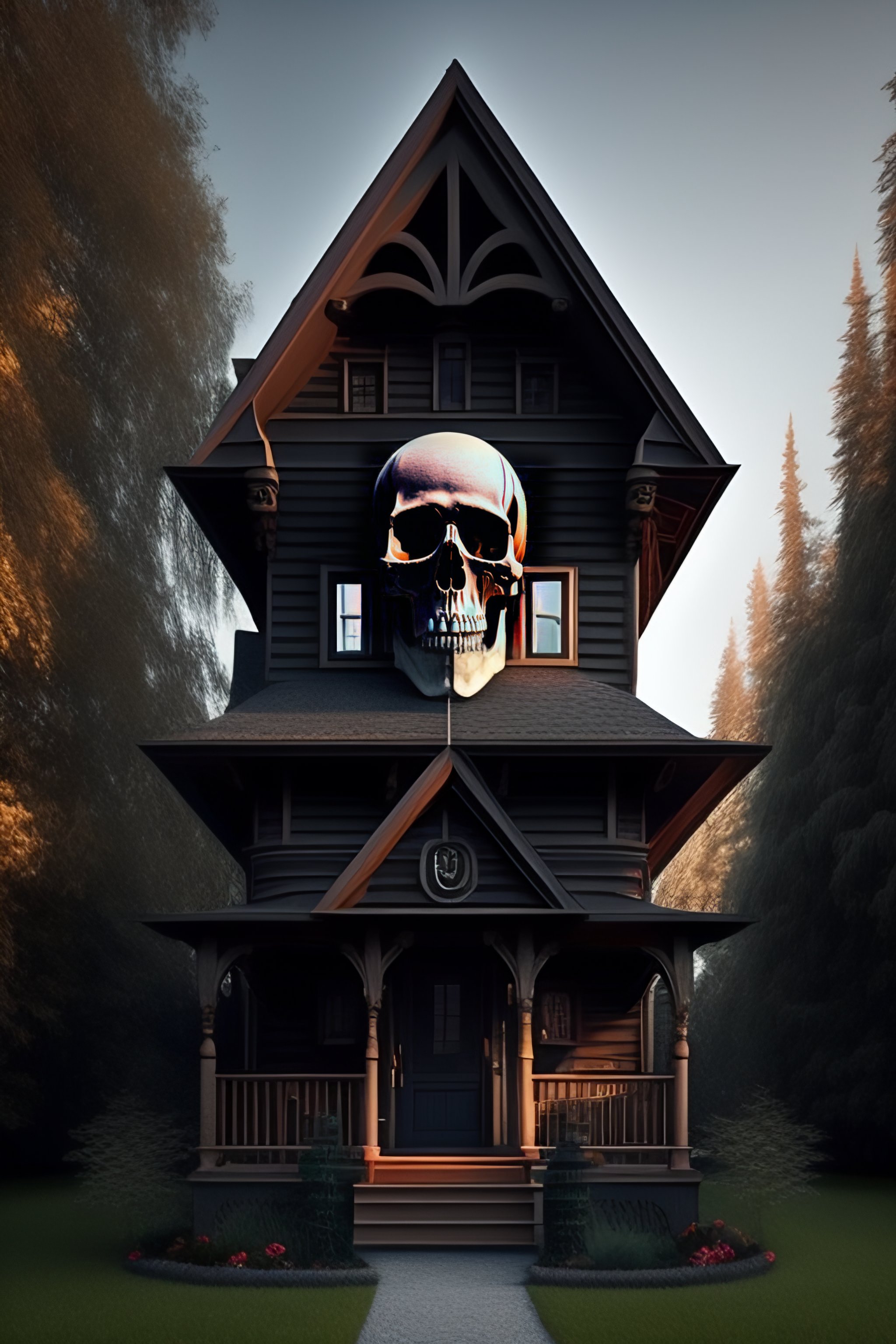Lexica - Creepy house decorated with skull only for annual consecration ...