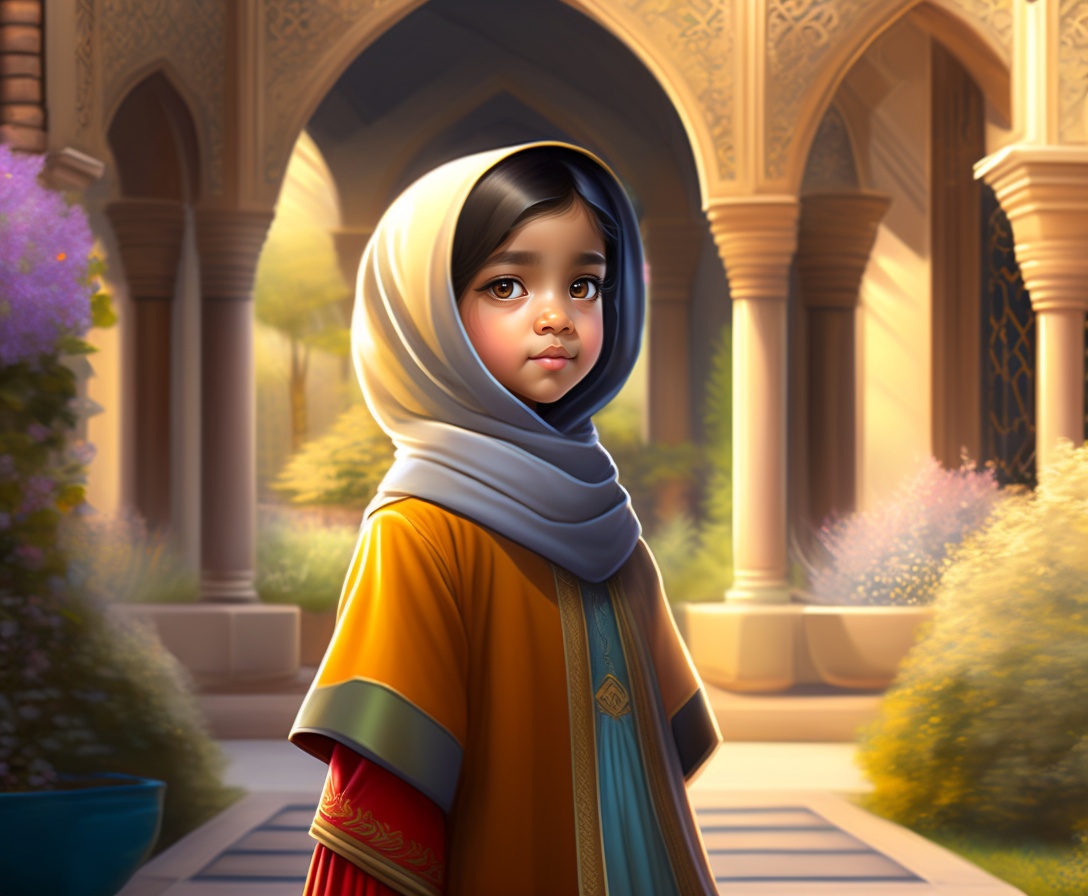 Lexica - Muslim hijabi girl standing, children's storybook art, art ...