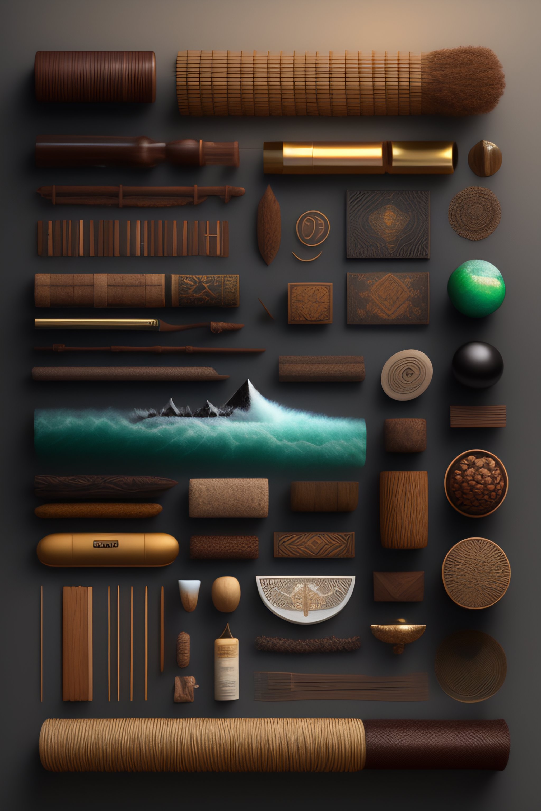 Lexica - Tsunami's god, Costumes and props, Knolling, Knolling layout ...