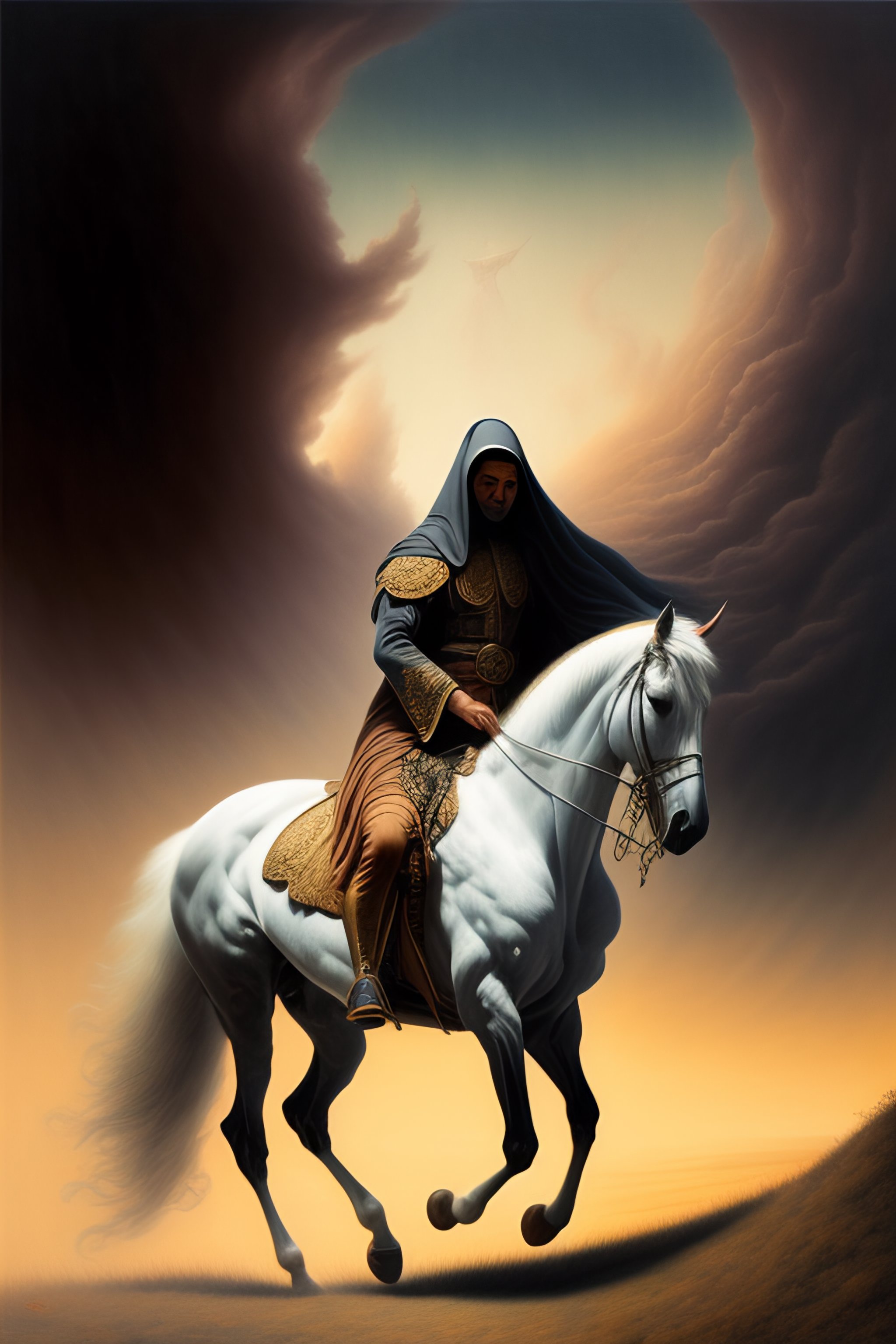 Lexica - Grim reaper riding a white horse on valley of dead by agostino ...