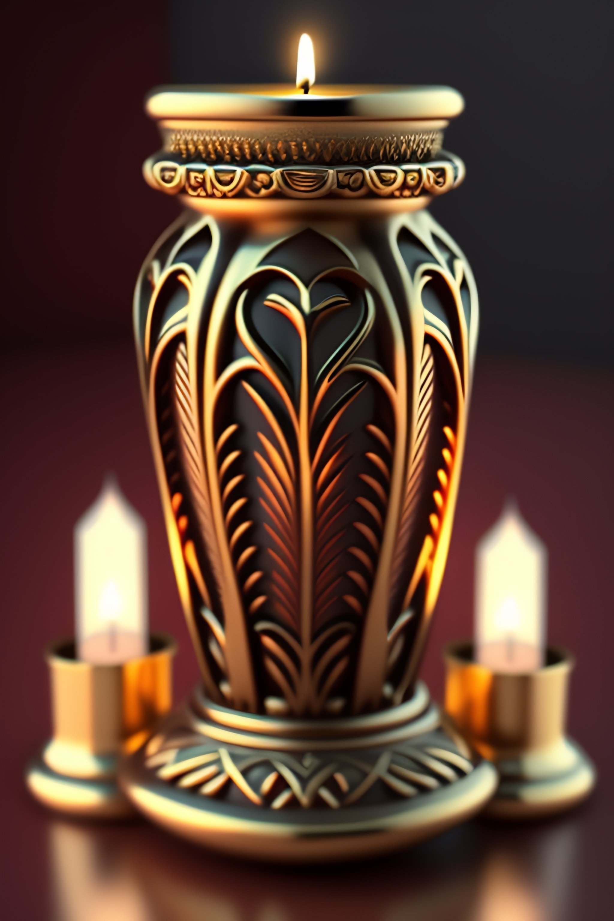 Lexica - Pillar candle with pattern art nouveau, octane render ...