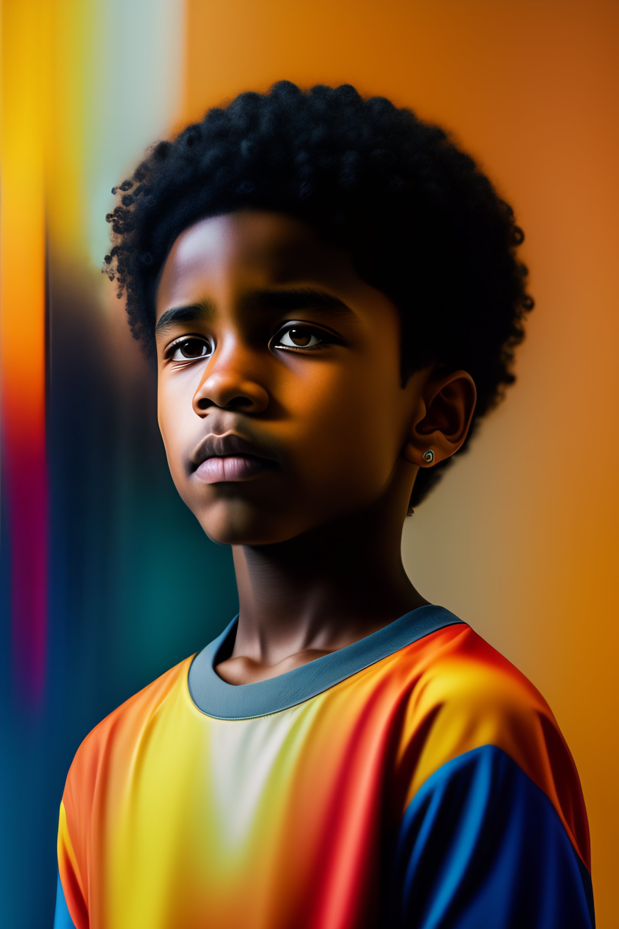 Lexica - Portrait of abstract saharien boy with a Xer'Sai behind him