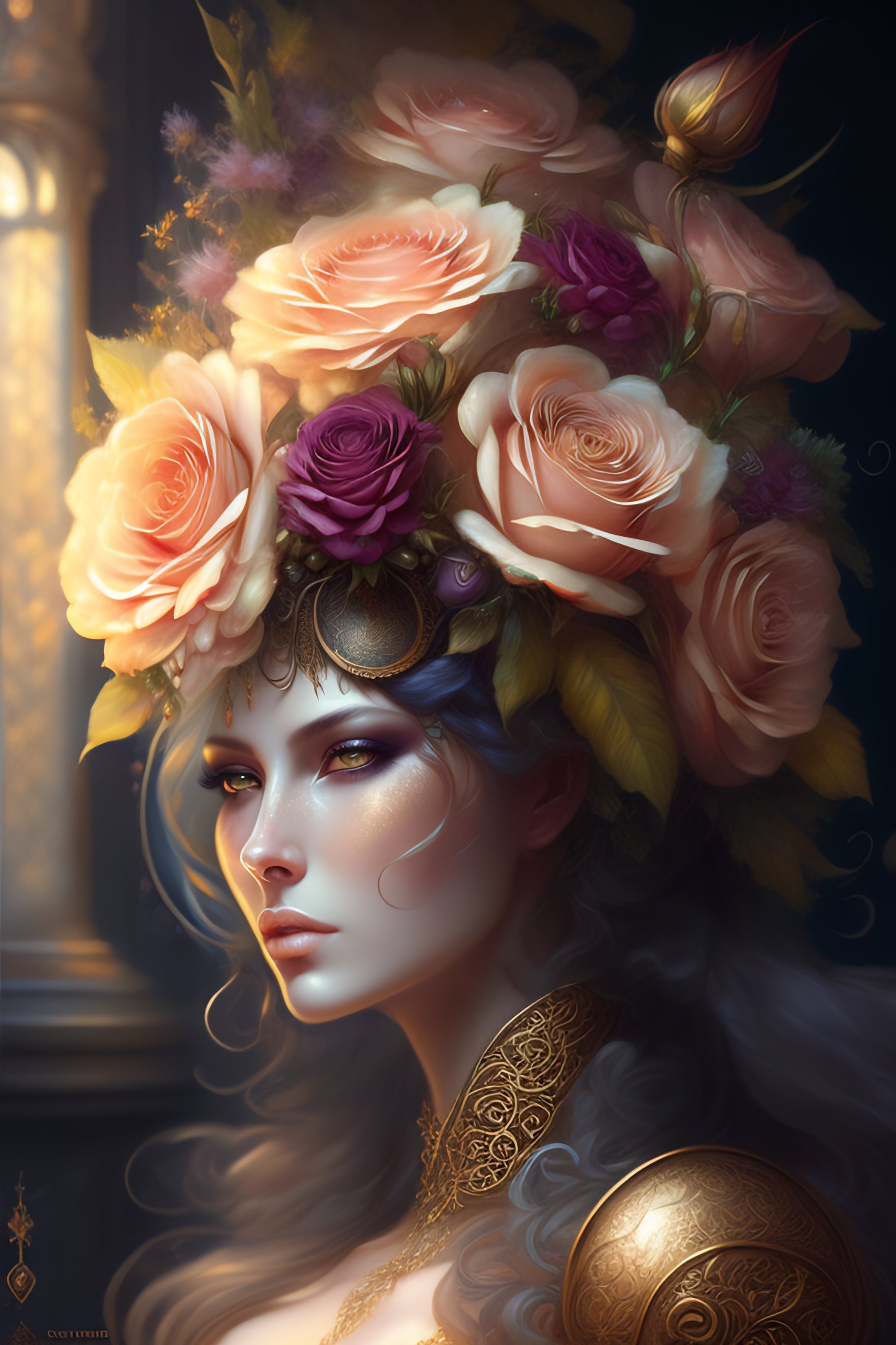 Lexica - Magnificent fantasy stylized rose bouquet intertwined with ...